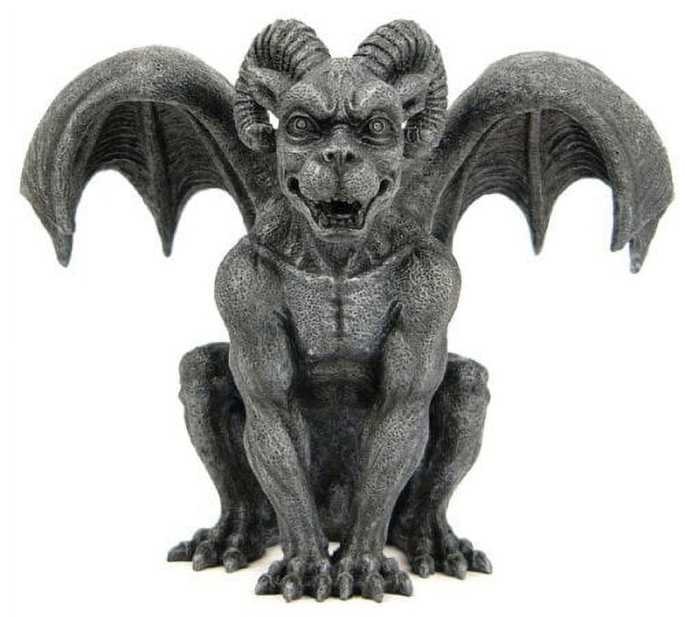 GOTHIC RAM HORNED GARGOYLE CROUCHING STATUE FIGURINE PERCHING ON CASTLE ...