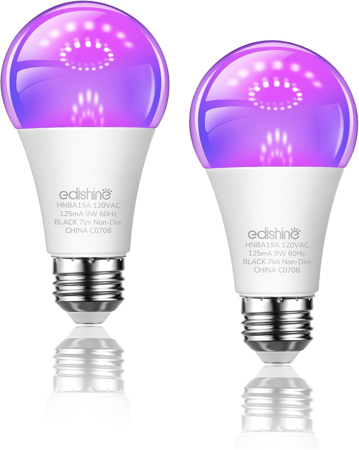 GOTHICANA BY EMP2 Pack Black Light Bulb, A19 9W Uv Blacklight Bulbs ...