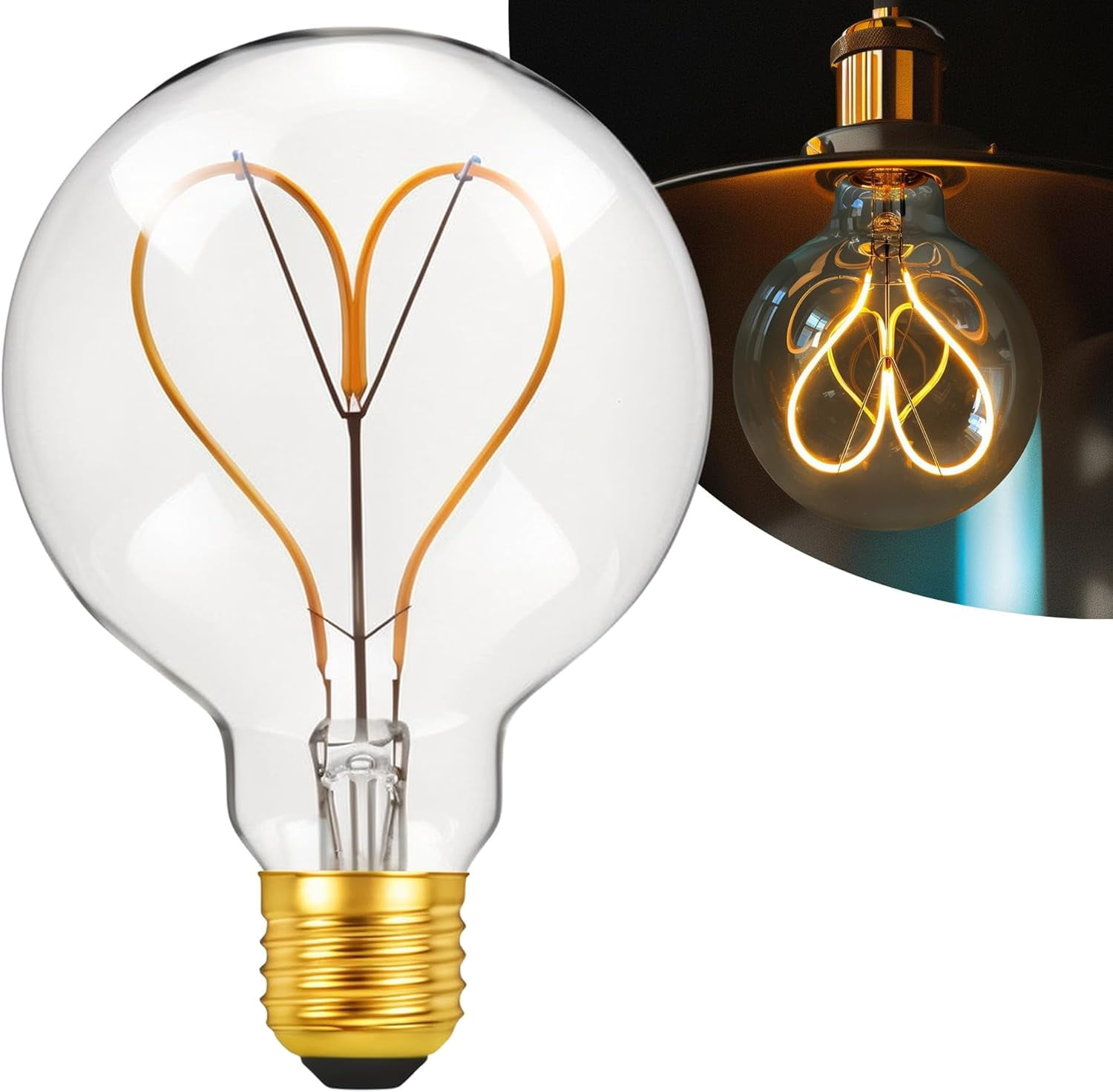 GOTHICANA BY EMP40 Watt Decorative Vintage Led Light Bulbs, G95 Love 4W Led Filament Edison Bulb ...