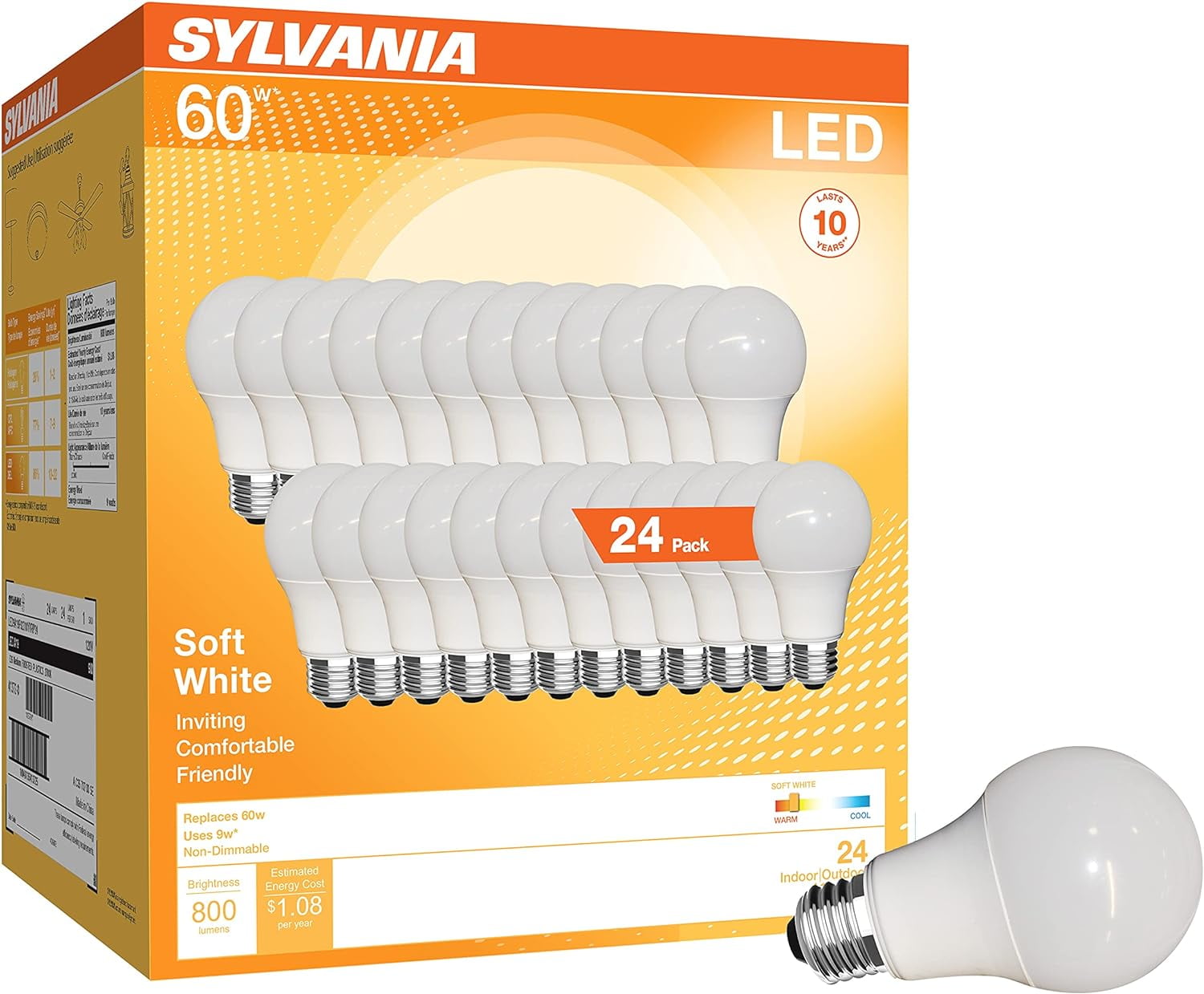 GOTHICANA BY EMPSylvania Led A19 Light Bulb, 60W Equivalent, Efficient ...