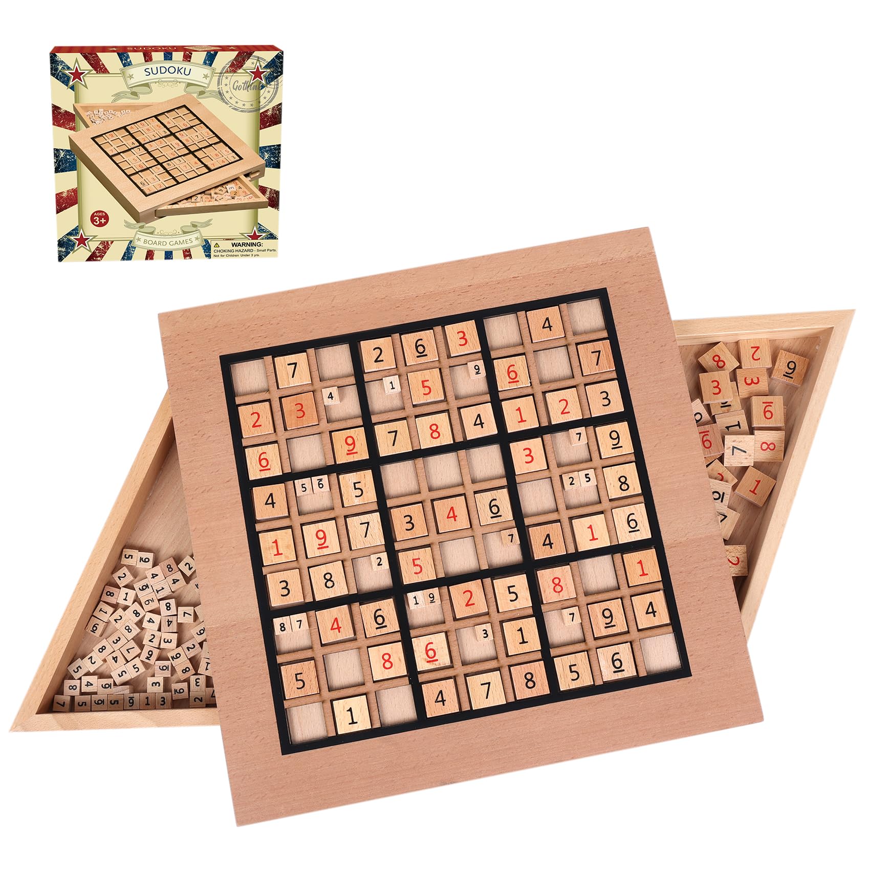 GOTHINK Wooden Sudoku Puzzle Set, Challenge BSL1 Your Mind with Sudoku ...