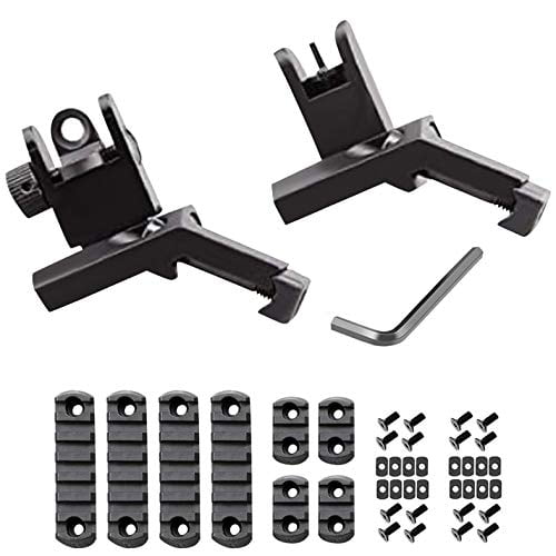 GOTICAL Tactical Front and Rear flip up 45 Degree Rapid Transition BUIS Backup PPS Sight Mount ...