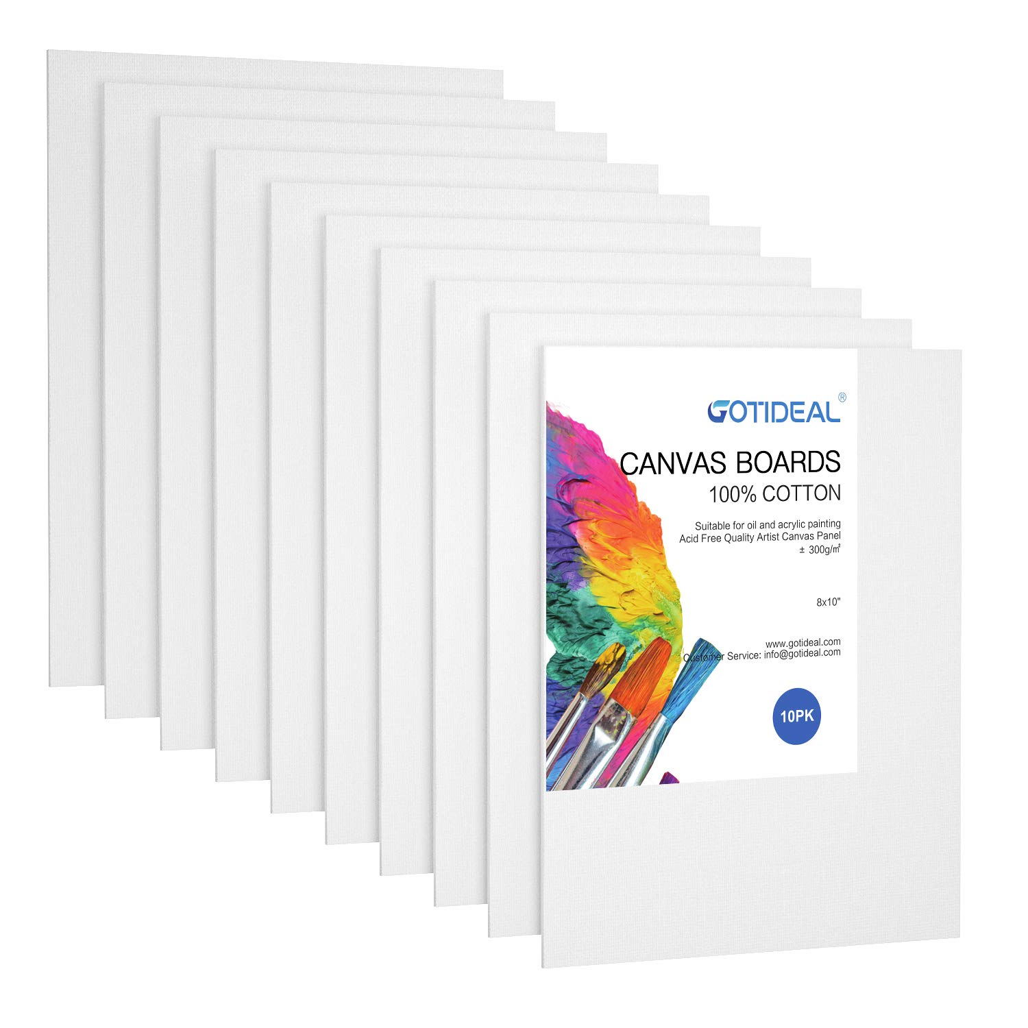GOTIDEAL Canvas Boards, 8x10 inch Set AIS1 of 10,Gesso Primed White ...