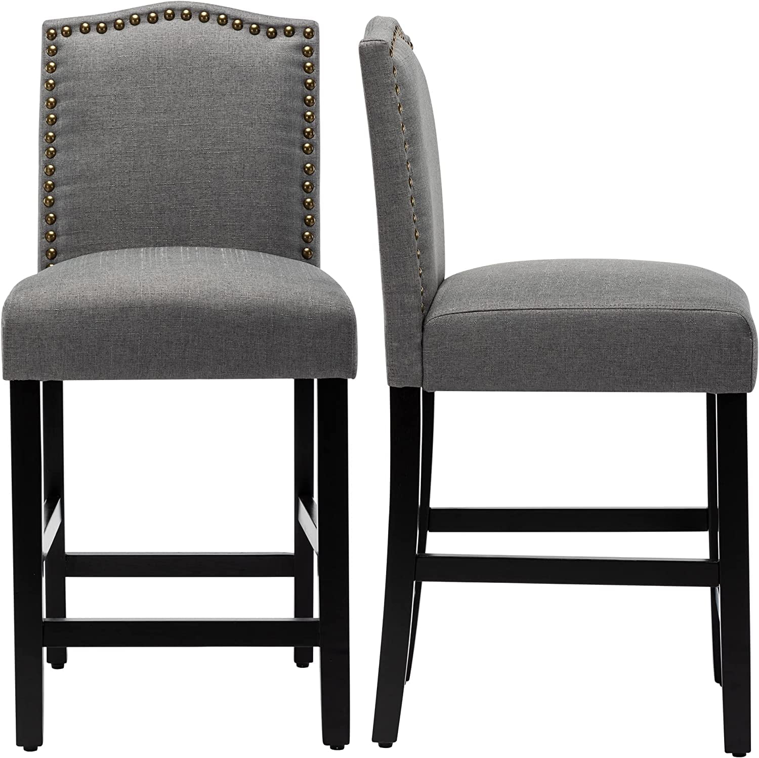 GOTMINSI Bar Stools 24 Inches Upholstered Barstool Grey Counter Height ...