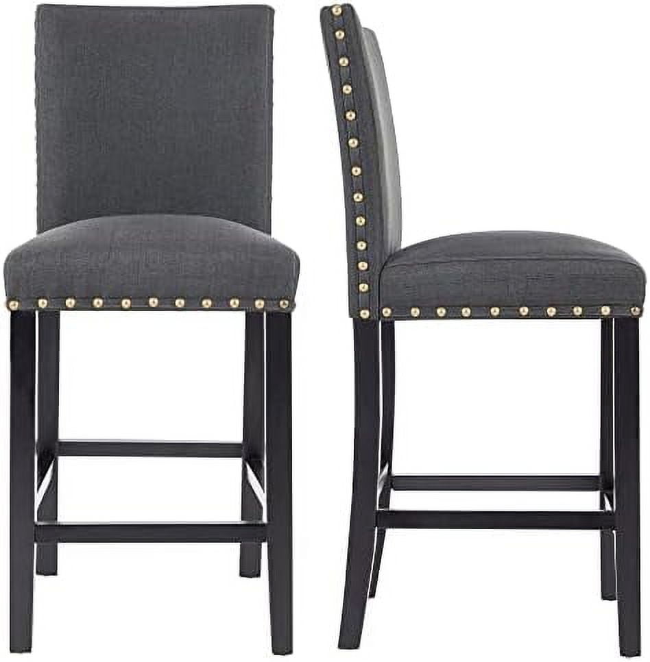 GOTMINSI Bar Stools Set of 2,Nailhead 24 Inches Counter Height Bar ...