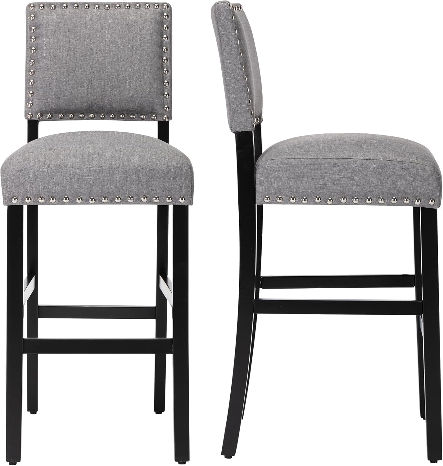 GOTMINSI Bar Stools for Kitchen Island Gray Fabric 29 inches Barstools ...