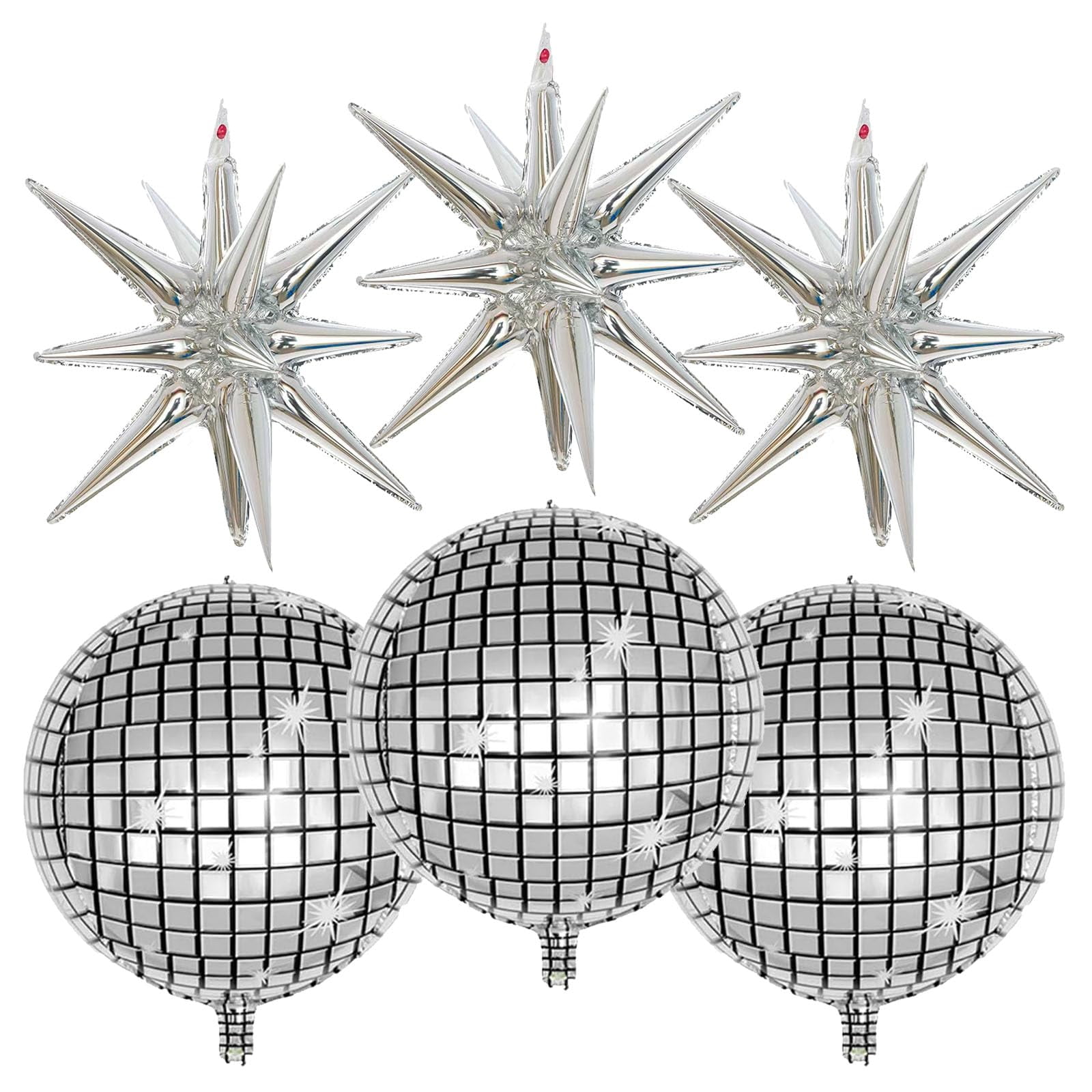 GOTPASS Disco Ball Ballons Silver Explosion Star Aluminum Foil Balloons ...