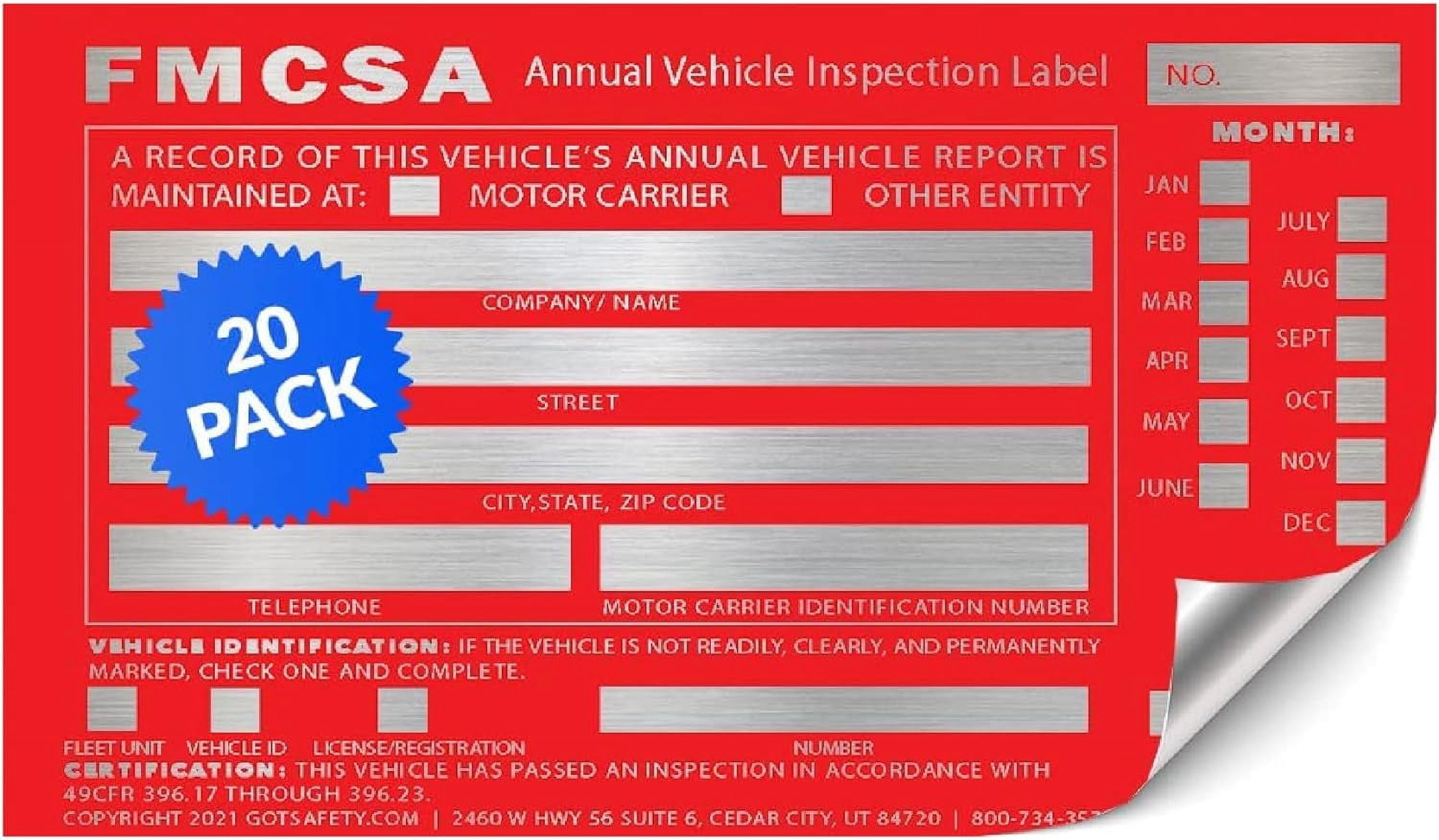GOTSAFETY Exterior Annual Inspection Label - FMCSA Annual Inspection ...