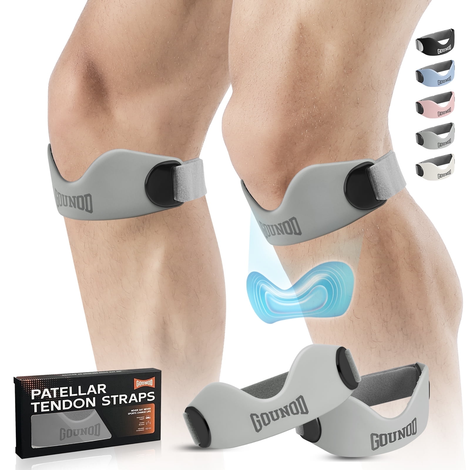 GOUNOD Silicone Patellar Tendon Support Strap 2 pack,Knee Strap for ...