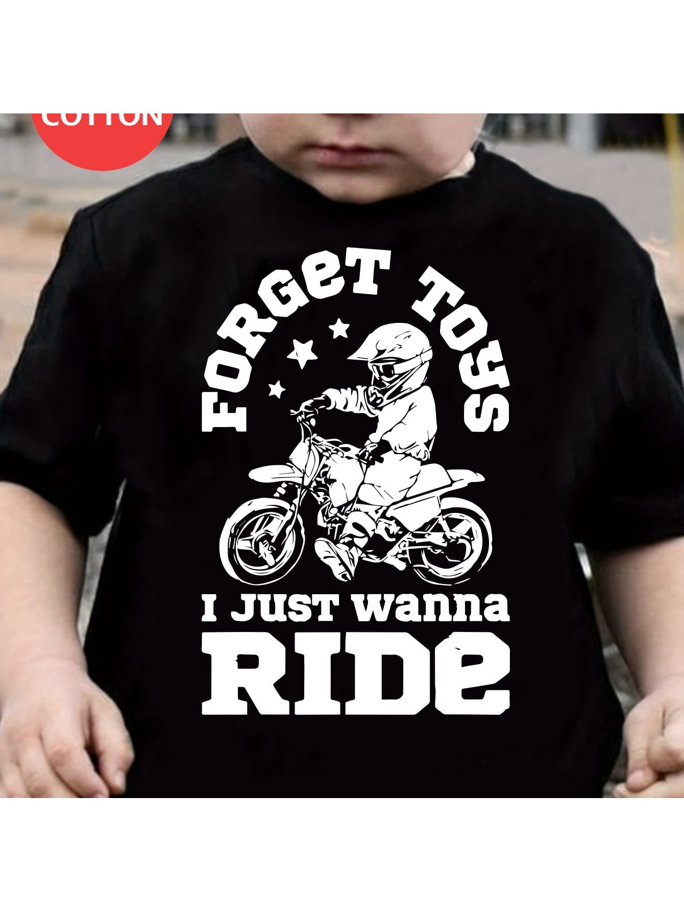 GOURD DOLL Boys' Motocross-Inspired Cotton T-Shirt - "Forget Toys I ...