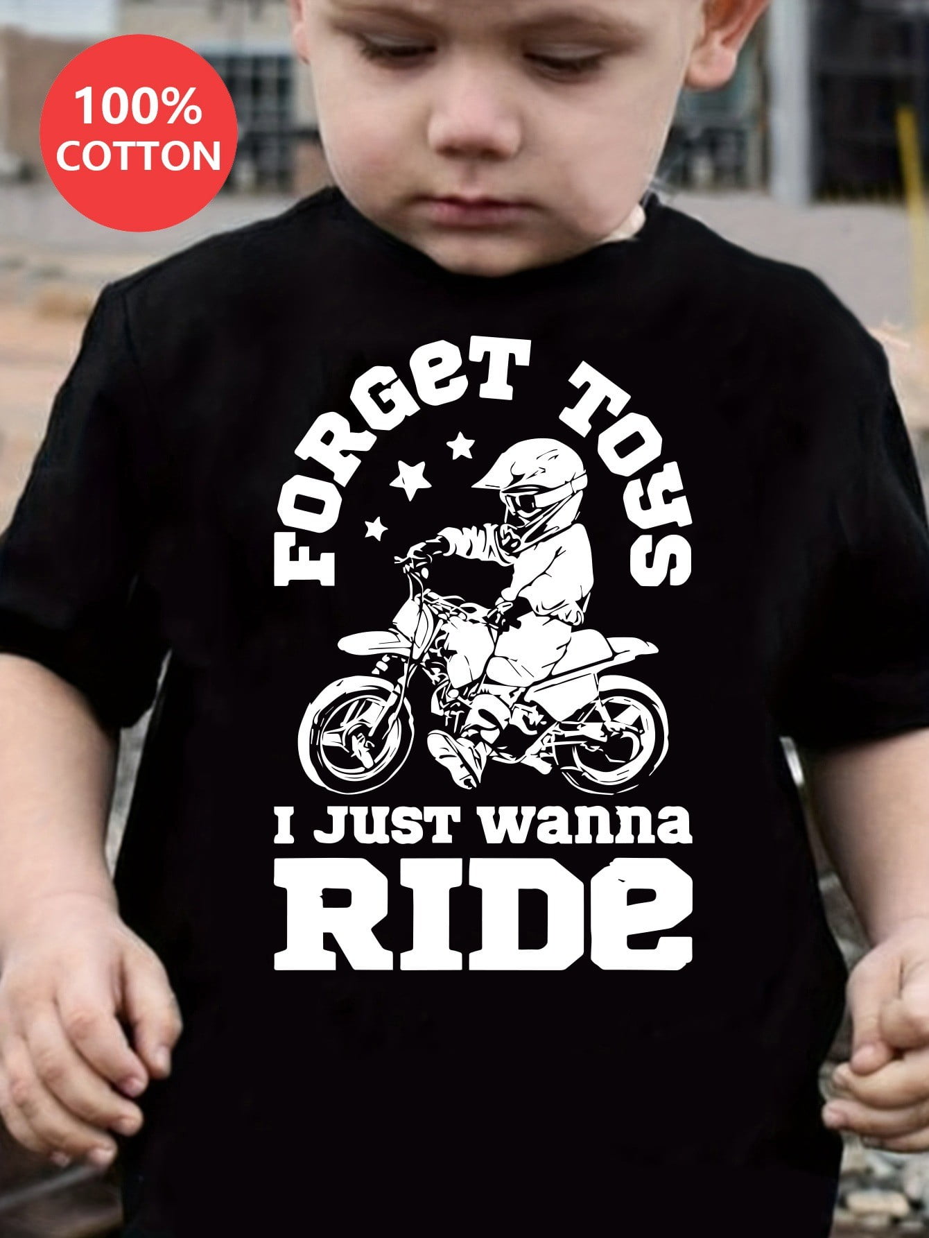 GOURD DOLL Boys' Motocross-Inspired Cotton T-Shirt - "Forget Toys I ...