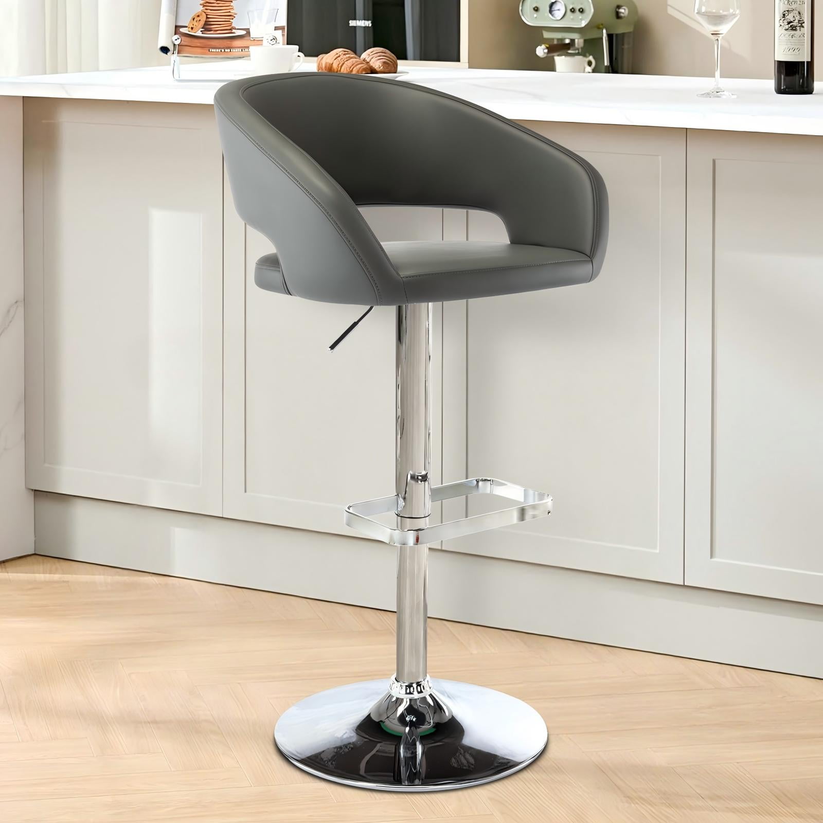 Adjustable Bar Stools, 360-Degree Swivel Barstools with Open Back and ...
