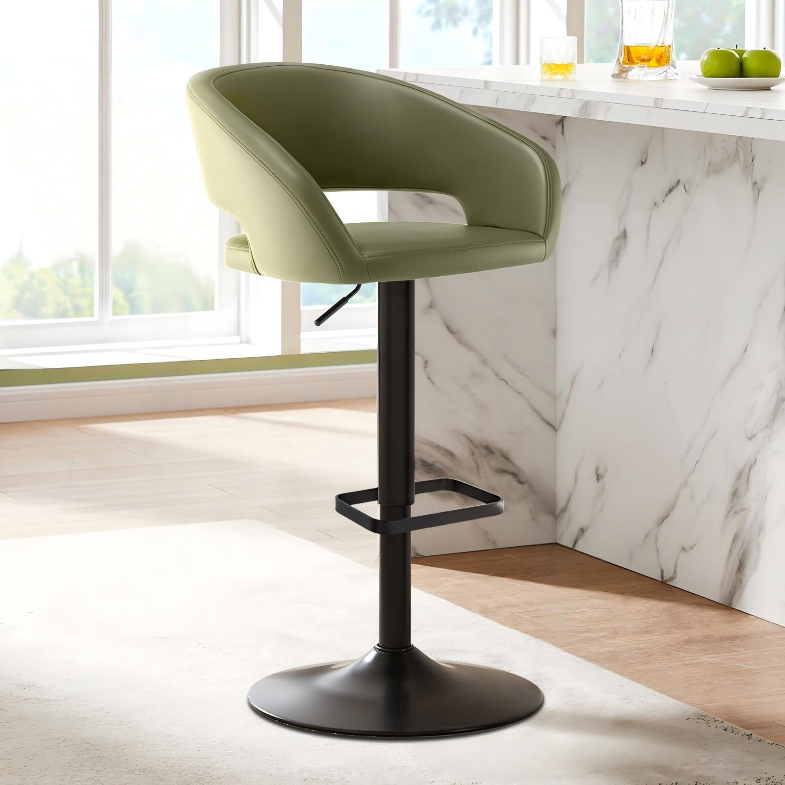 Adjustable Bar Stools, 360-Degree Swivel Barstools with Open Back and ...