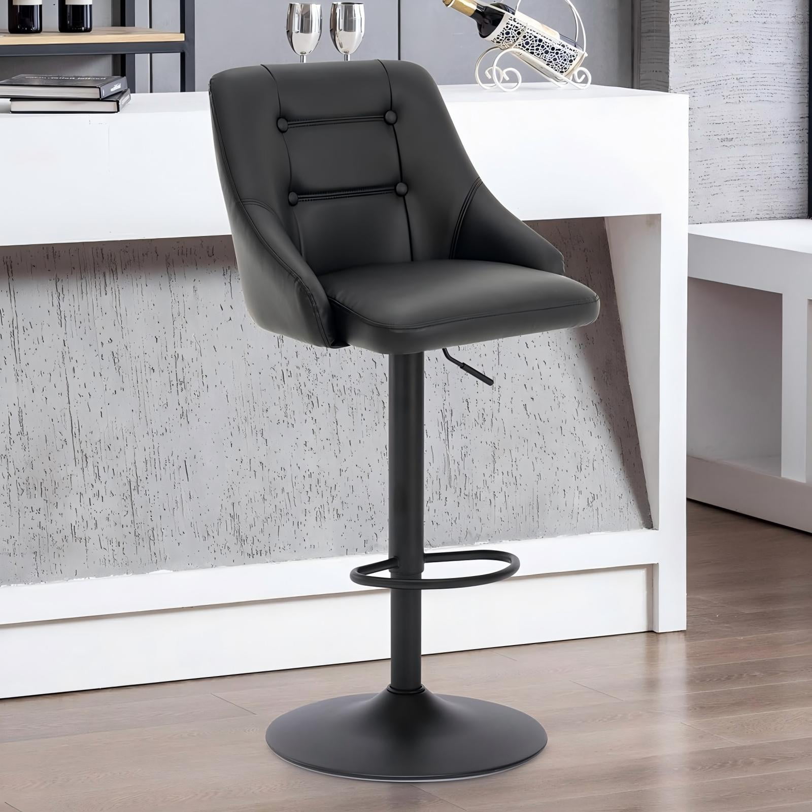 Bar Stools with Back, PU Leather Square 360°Swivel Barstools ...