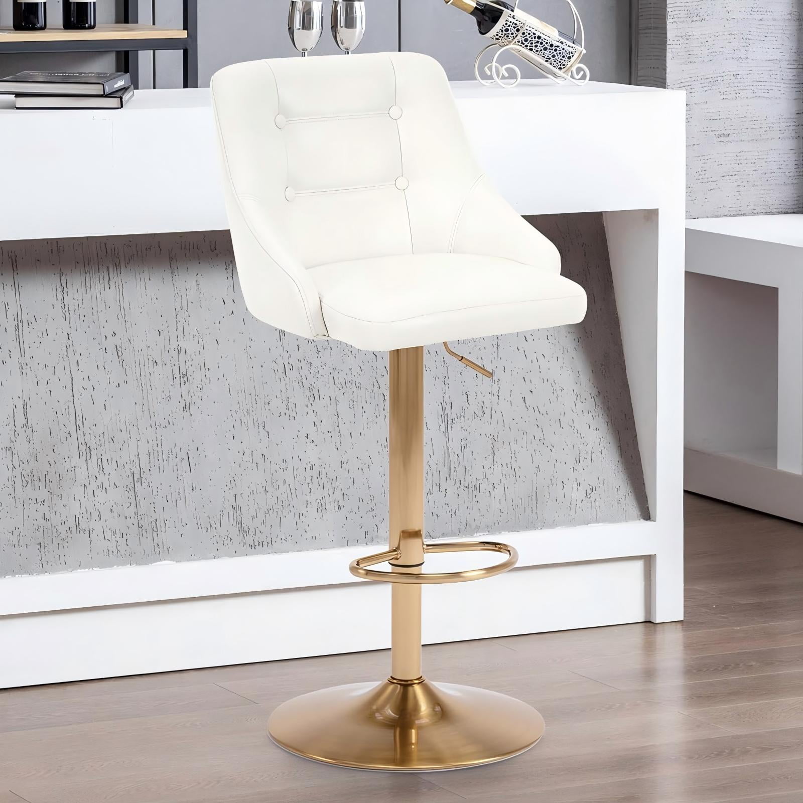 Bar Stools with Back, PU Leather Square 360°Swivel Barstools ...