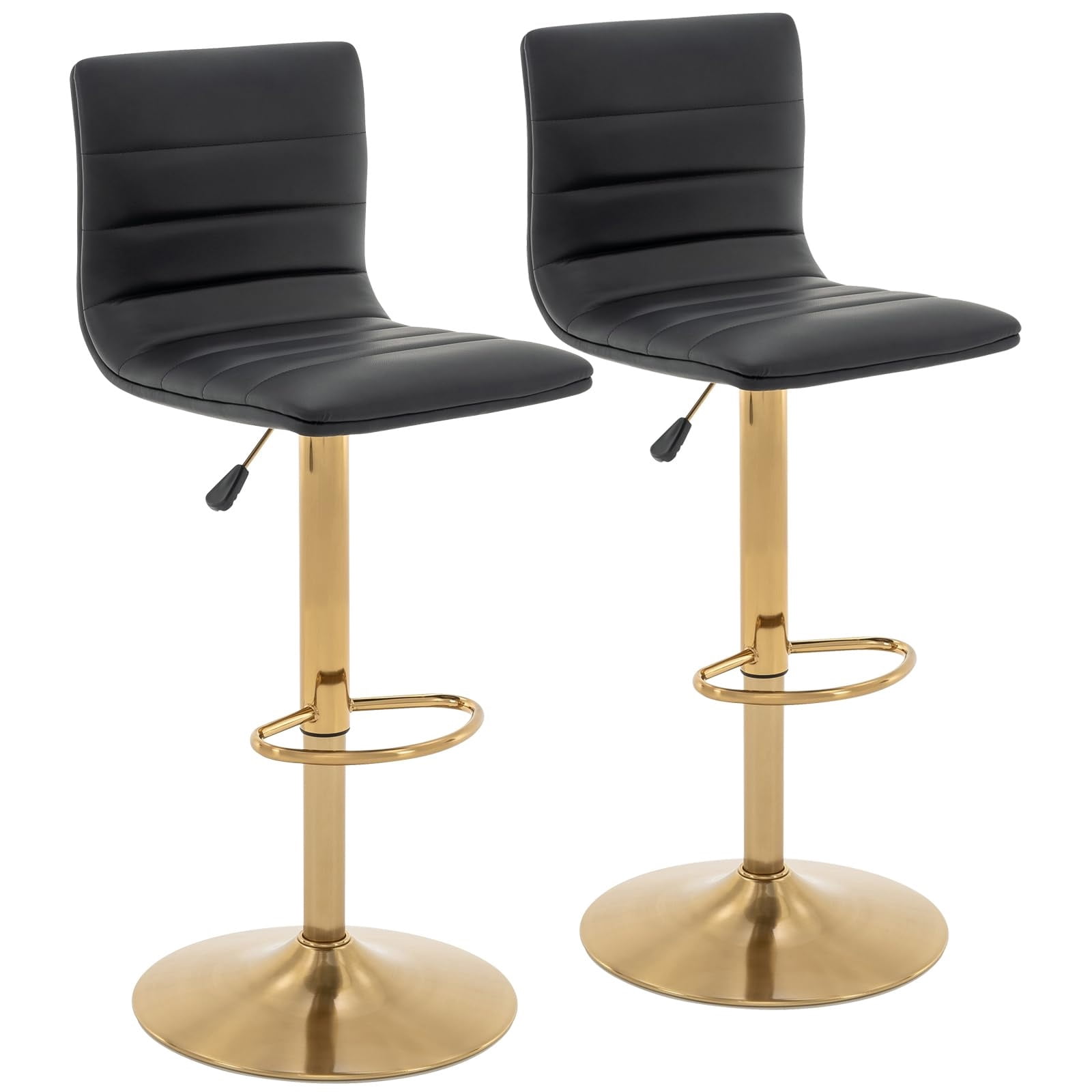 GOURGE LIVING Bar Stools Set of 2, 360° Swivel Modern Square Bar Stool ...