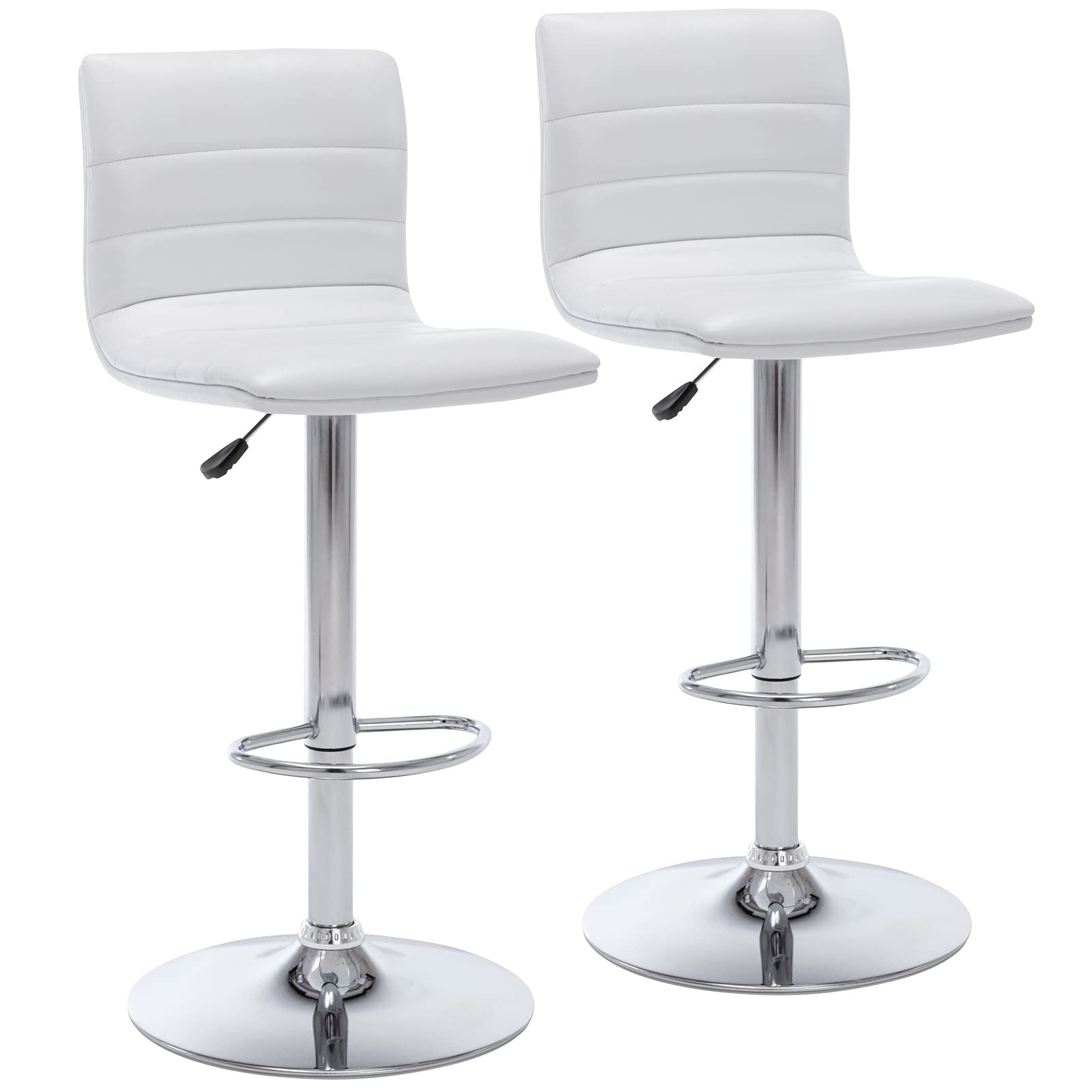Bar Stools Set of 2, 360° Swivel Modern Square Bar Stool with Back, PU ...