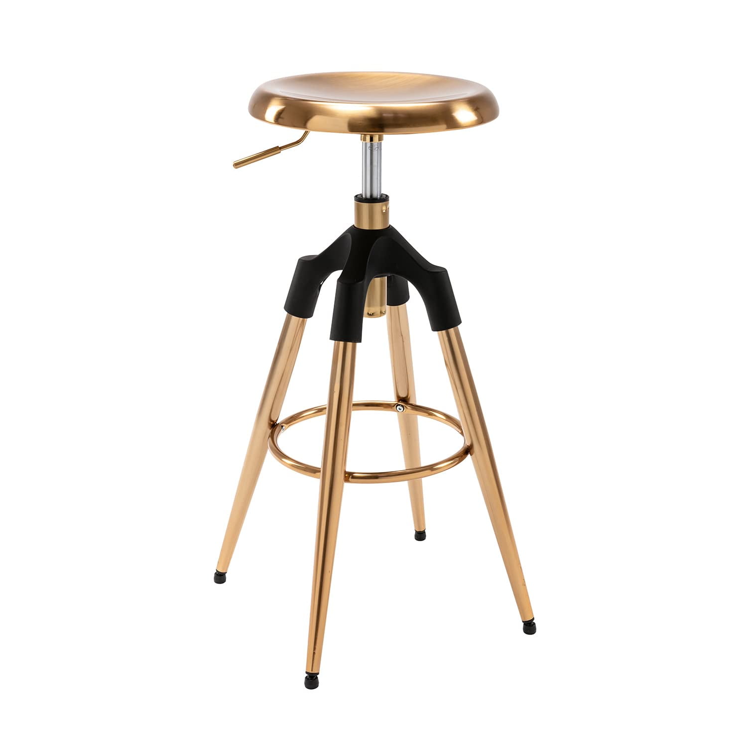 Gold Bar Stools, Backless Adjustable Height Swivel Round Seat Bar Stool ...