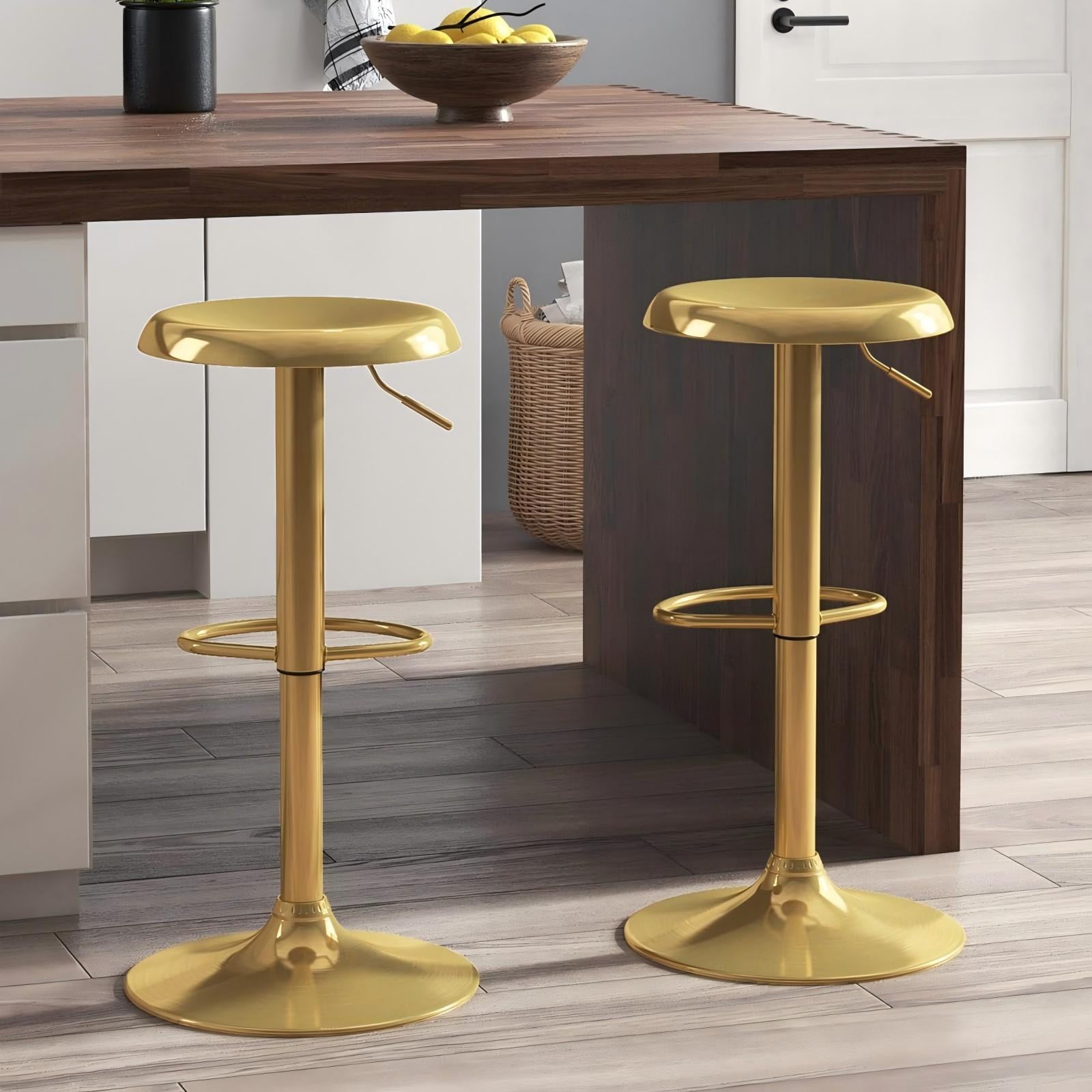 Metal Bar Stools Set of 2, Counter Height Adjustable Barstools ...