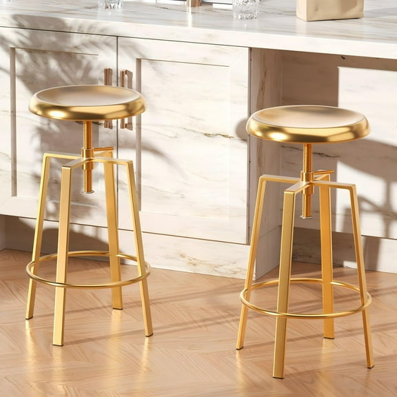 Bar Stools Set of 2, Adjustable Metal Bar stools Swivel Counter Height ...