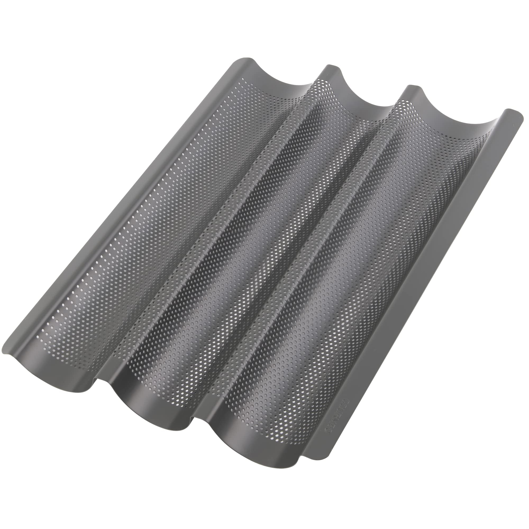 GOURMEO Non-Stick Baguette French Bread Loaf Bakeware, 3-Mold Dark Gray ...