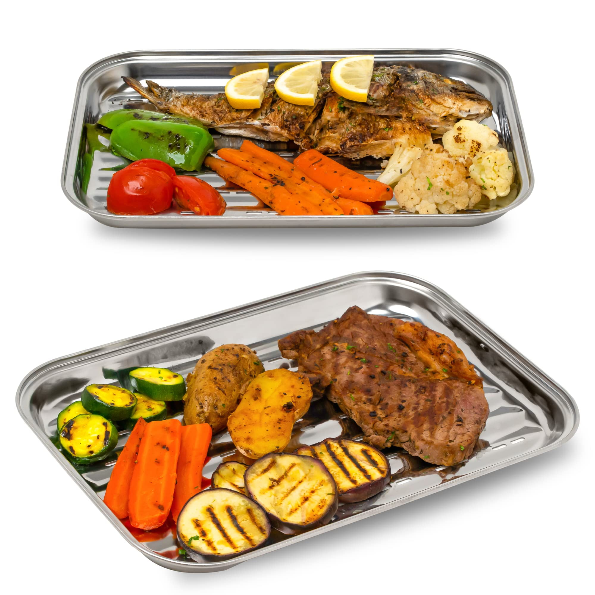 GOURMEO BBQ Cookware Perforated Set, Stainless Steel Grill Griddle Pan ...