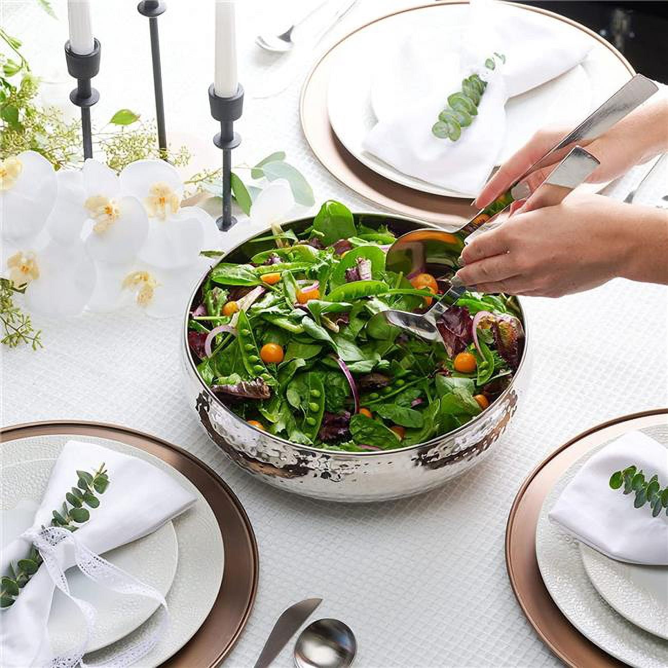GOURMET EDGE 30-1033 12' Hammered Stainless Steel Salad Bowl - Walmart.com