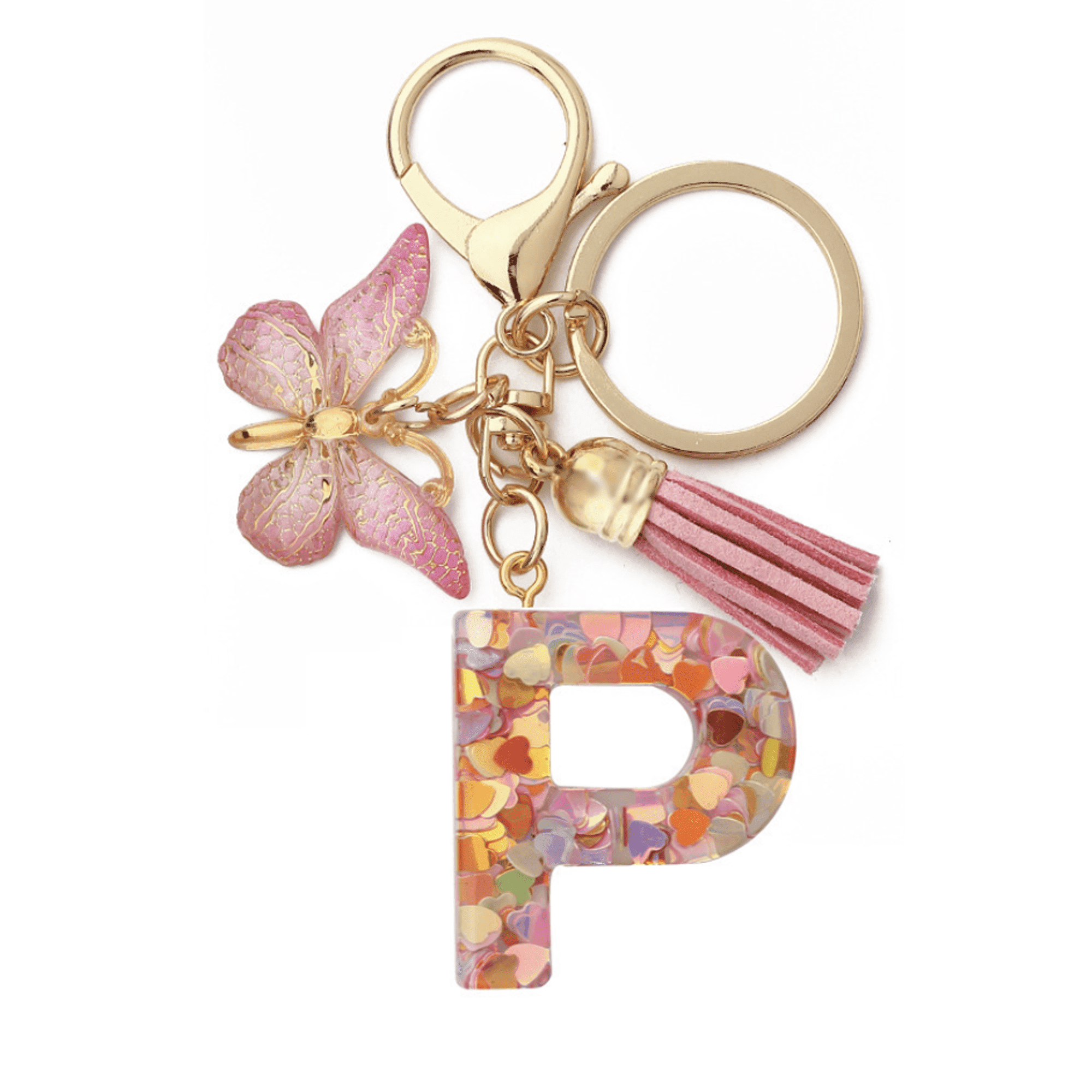 GOVSONE 26Letter Keychain Initial Letter Keyring Alphabet Resin Flower ...