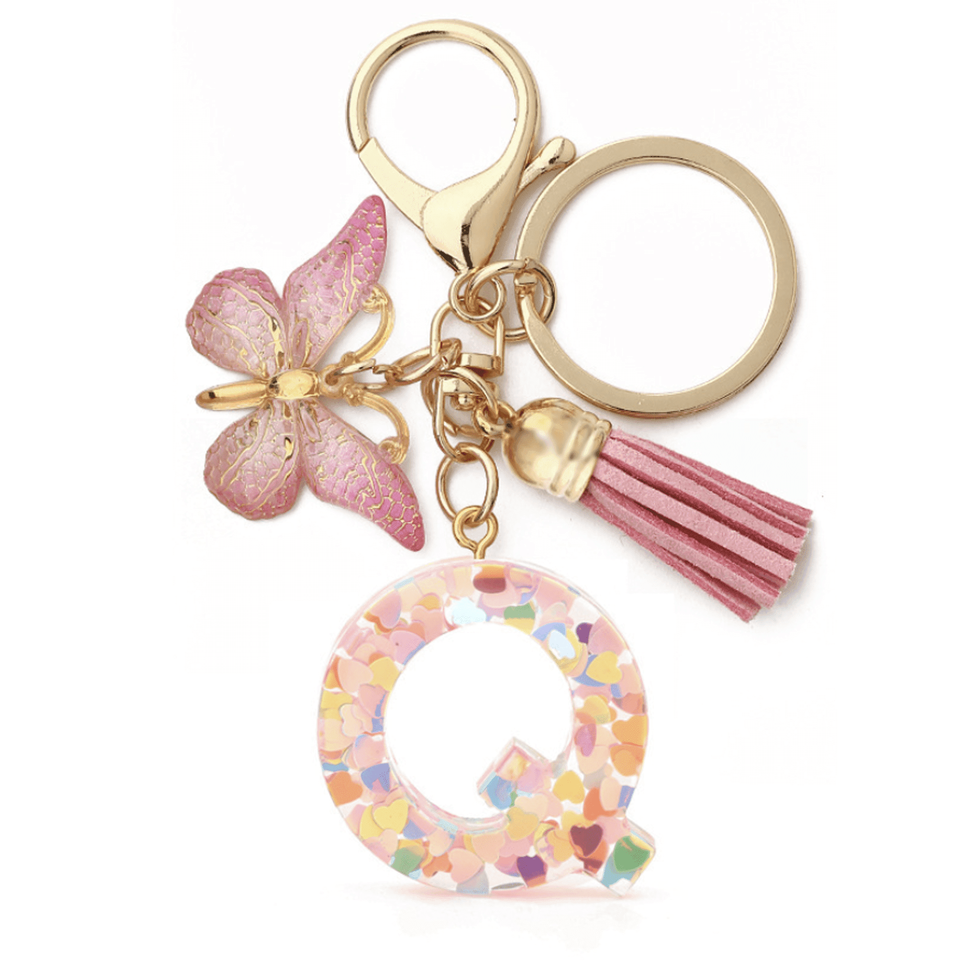 GOVSONE 26Letter Keychain Initial Letter Keyring Alphabet Resin Flower ...