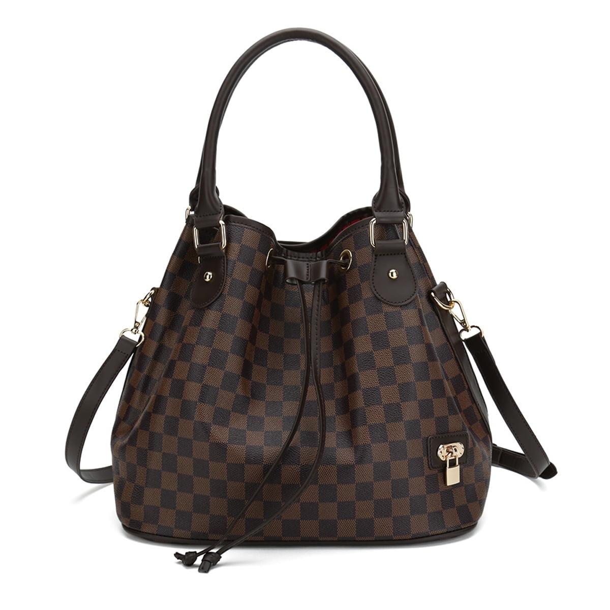 GOWELL Women Checkered Tote Shoulder Bags With Inner Pouch,PU Vegan ...