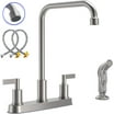 OakBrook Two Handle Kitchen Faucet with Deck Mount Side Sprayer, 4 Hole ...