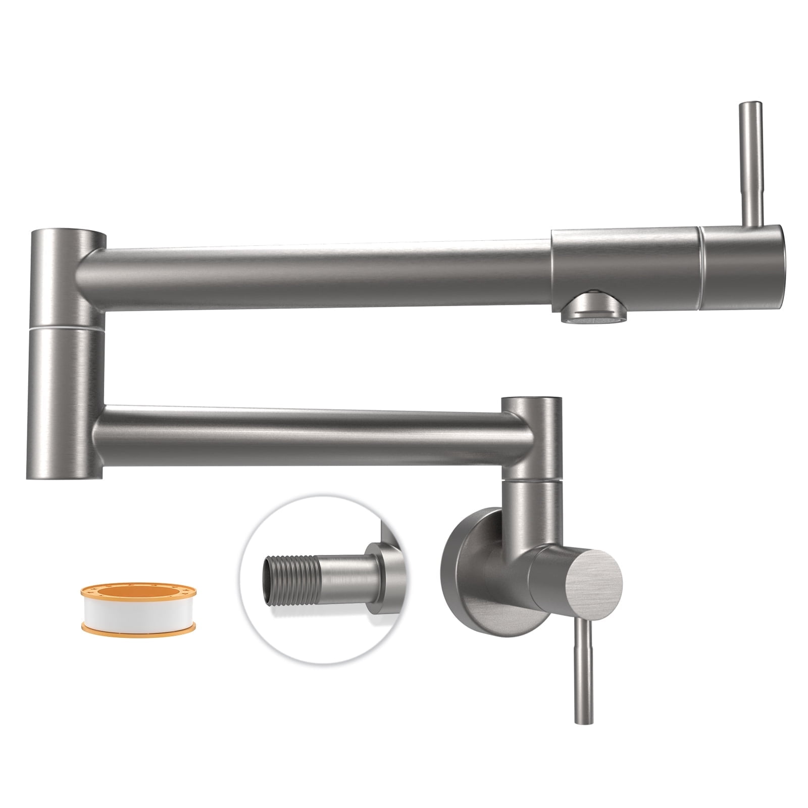 GOWIN Pot Filler Faucet Brushed Nickel Commercial Wall Mount Kitchen ...