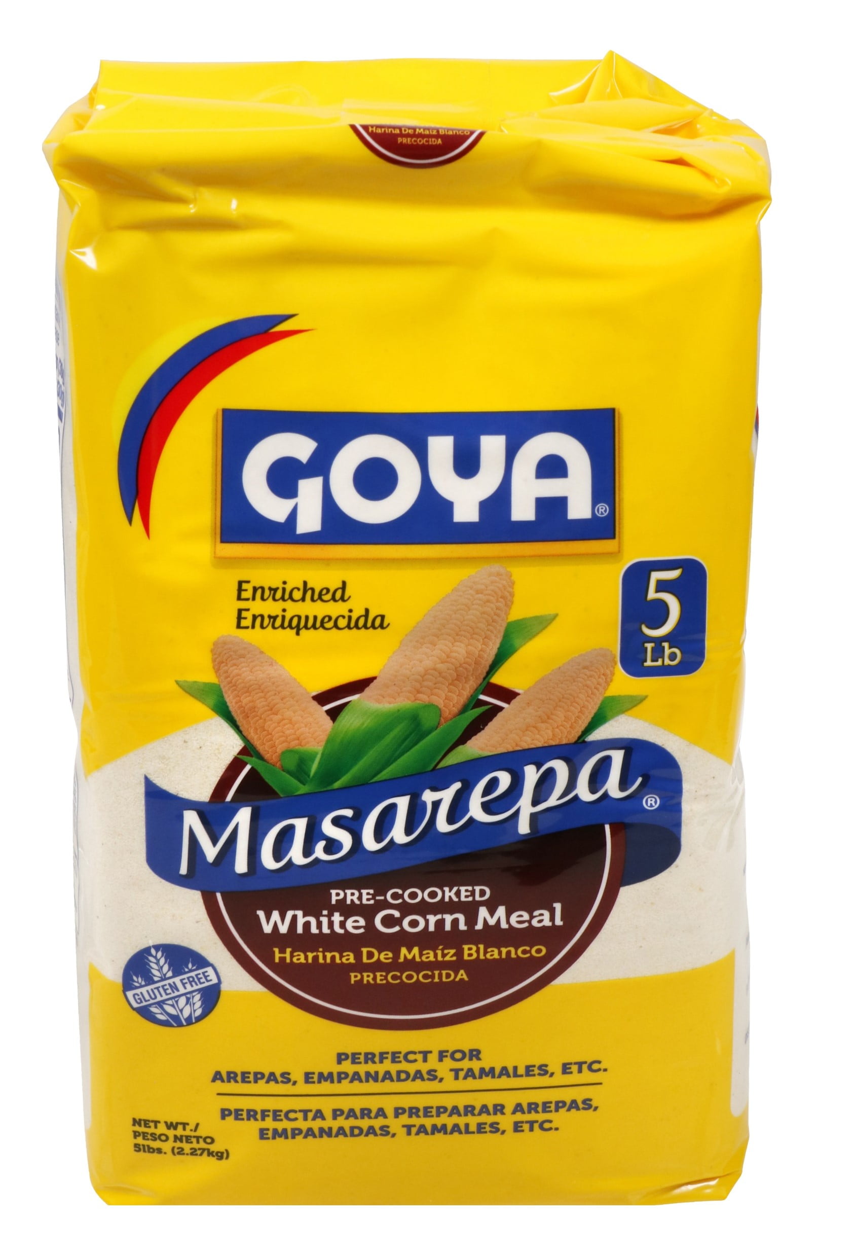 GOYA White Corn Masarepa 5lb Pre-Cooked White Corn Meal for Arepas ...