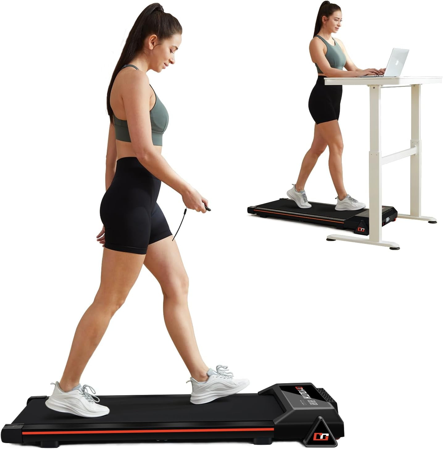 GOYOUTH 2 in 1 Under Desk Electric Treadmill Motorized Exercise Machine ...