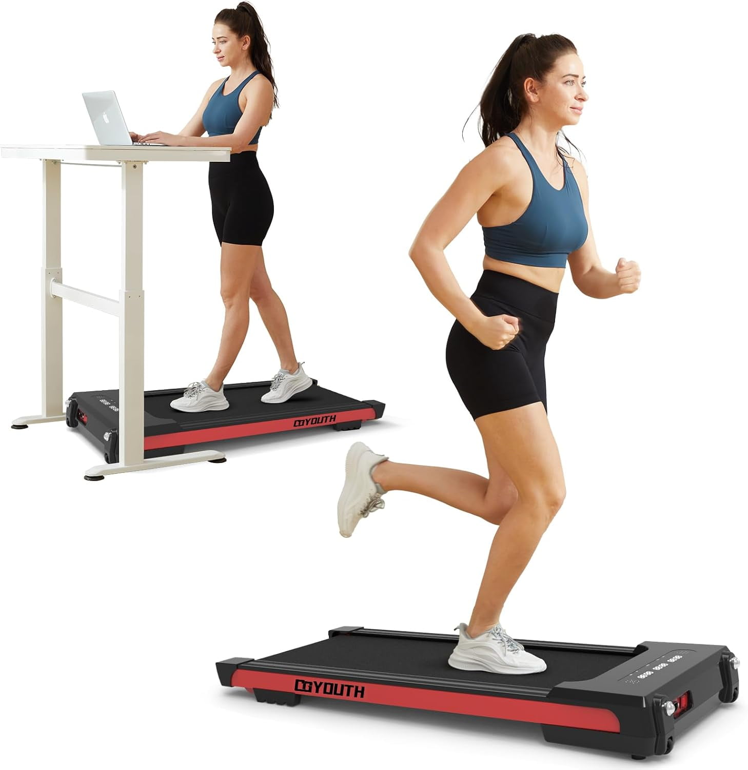GOYOUTH 2 in 1 Under Desk Electric Treadmill Motorized Exercise Machine ...