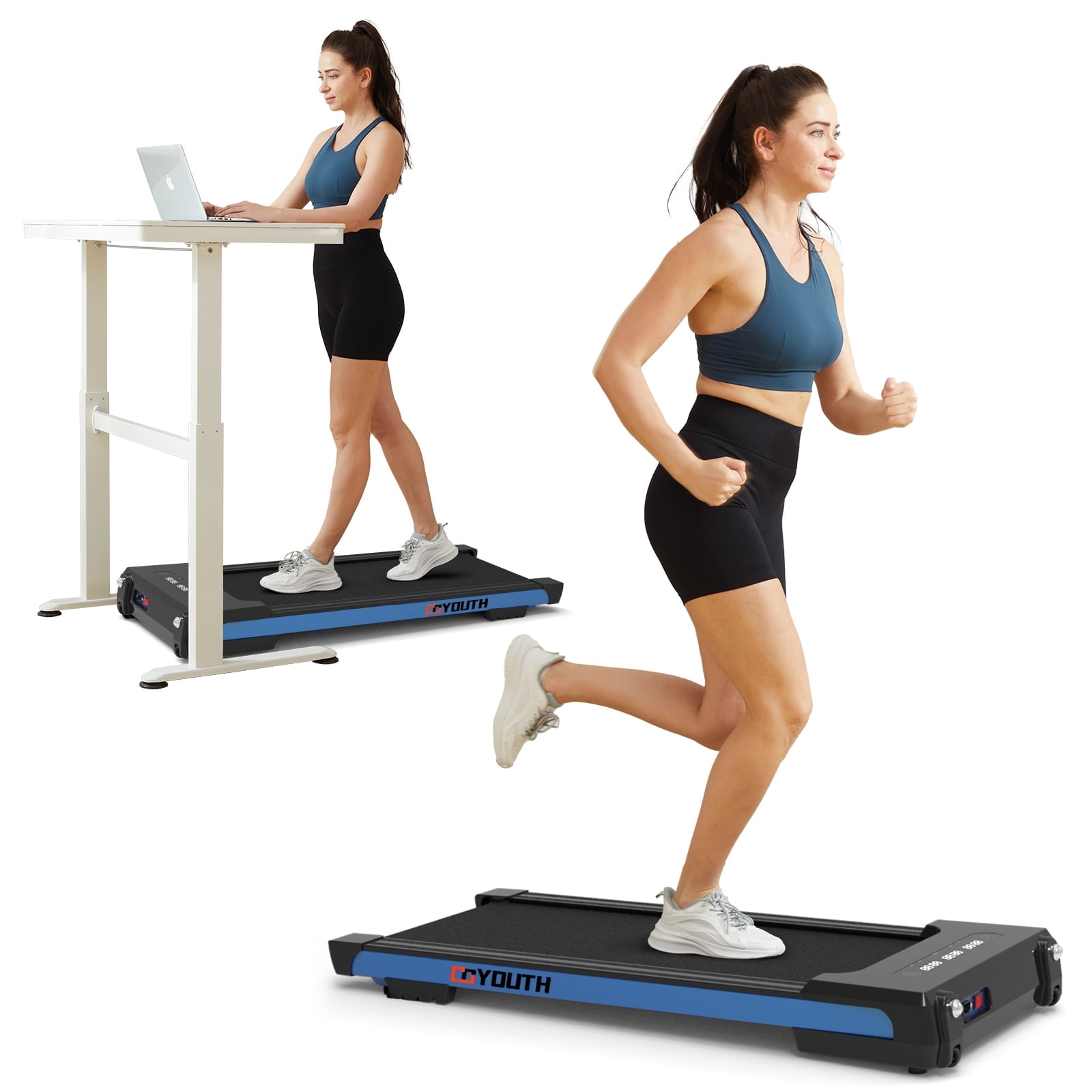 GOYOUTH 2-in-1 Under Desk Treadmill, Walking Pad, 0.5-6 kph, 300 lbs ...