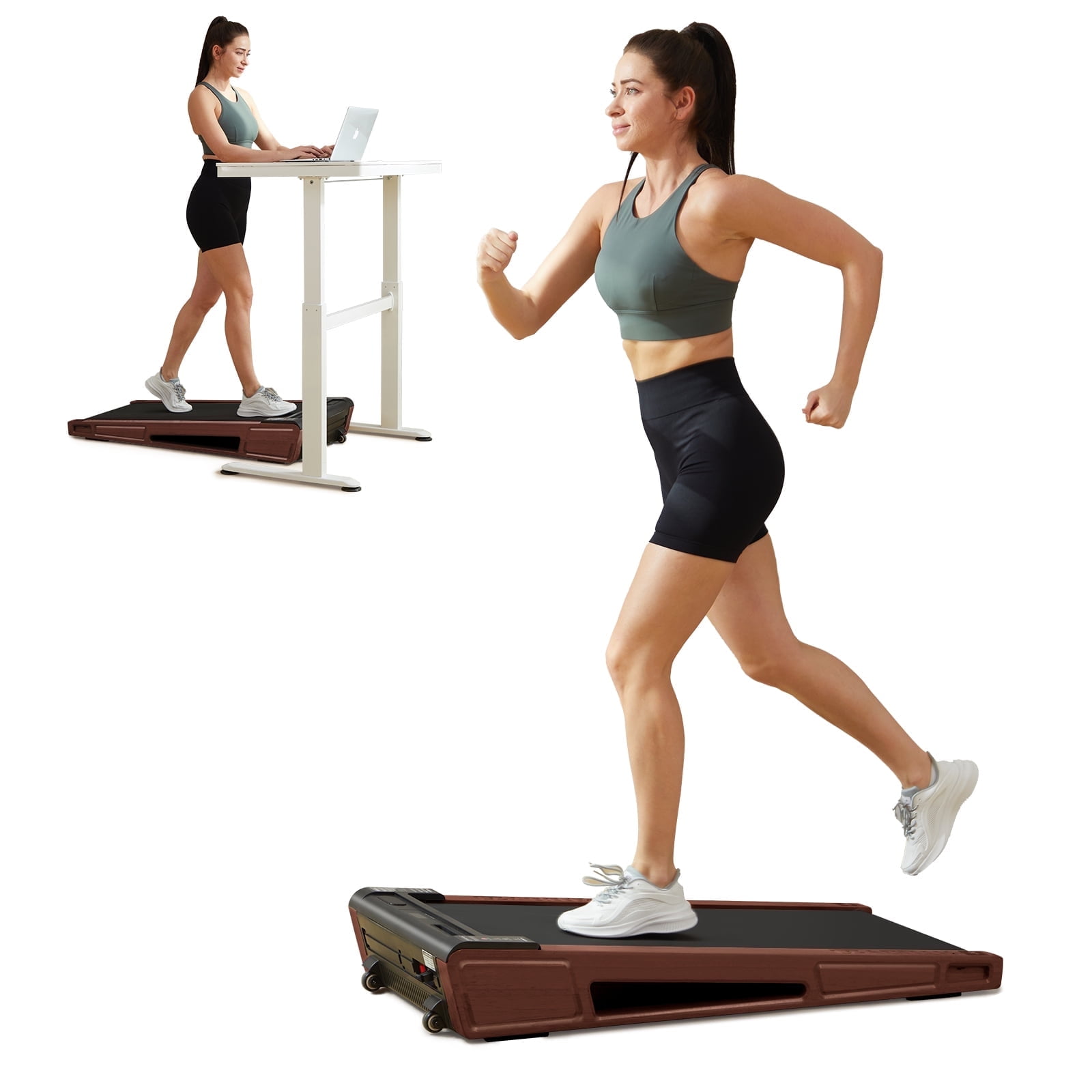 GOYOUTH Walking Pad Treadmill, 2 in 1 Under Desk Treadmill with 5% ...