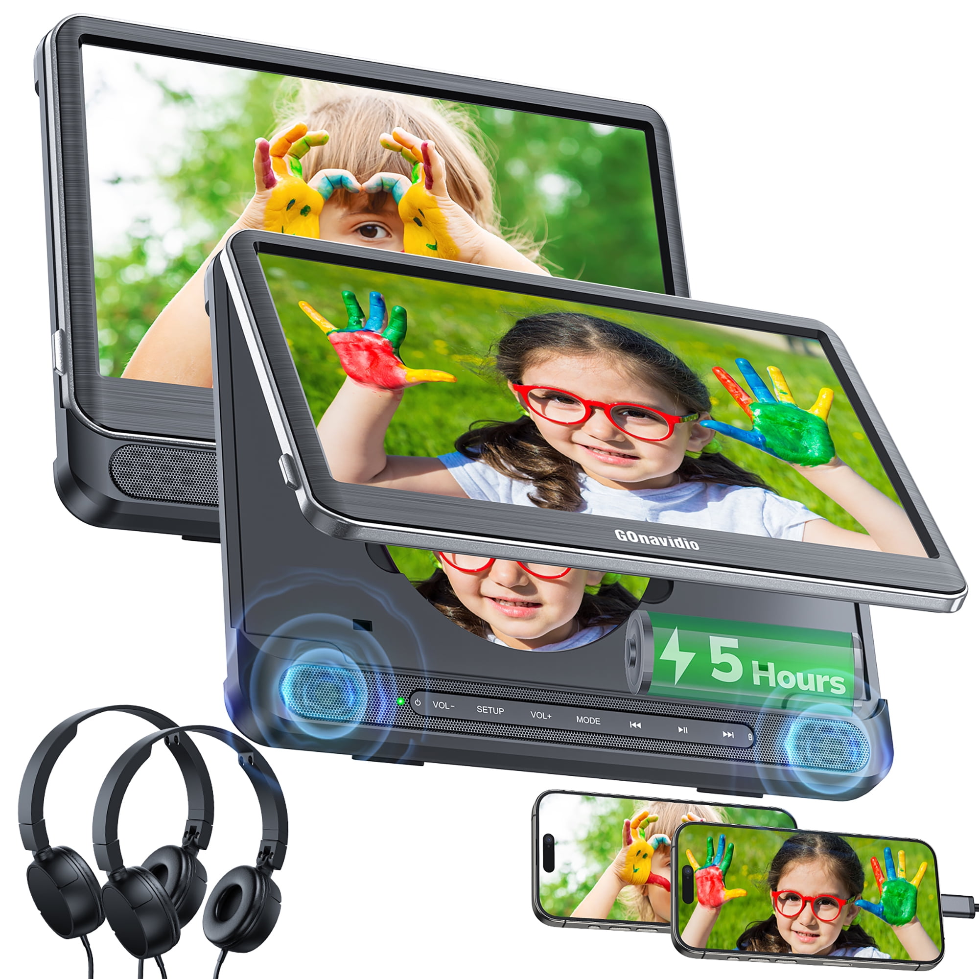 GOnavidio 12" Dual Car DVD Players - Headrest DVD Players with HDMI ...