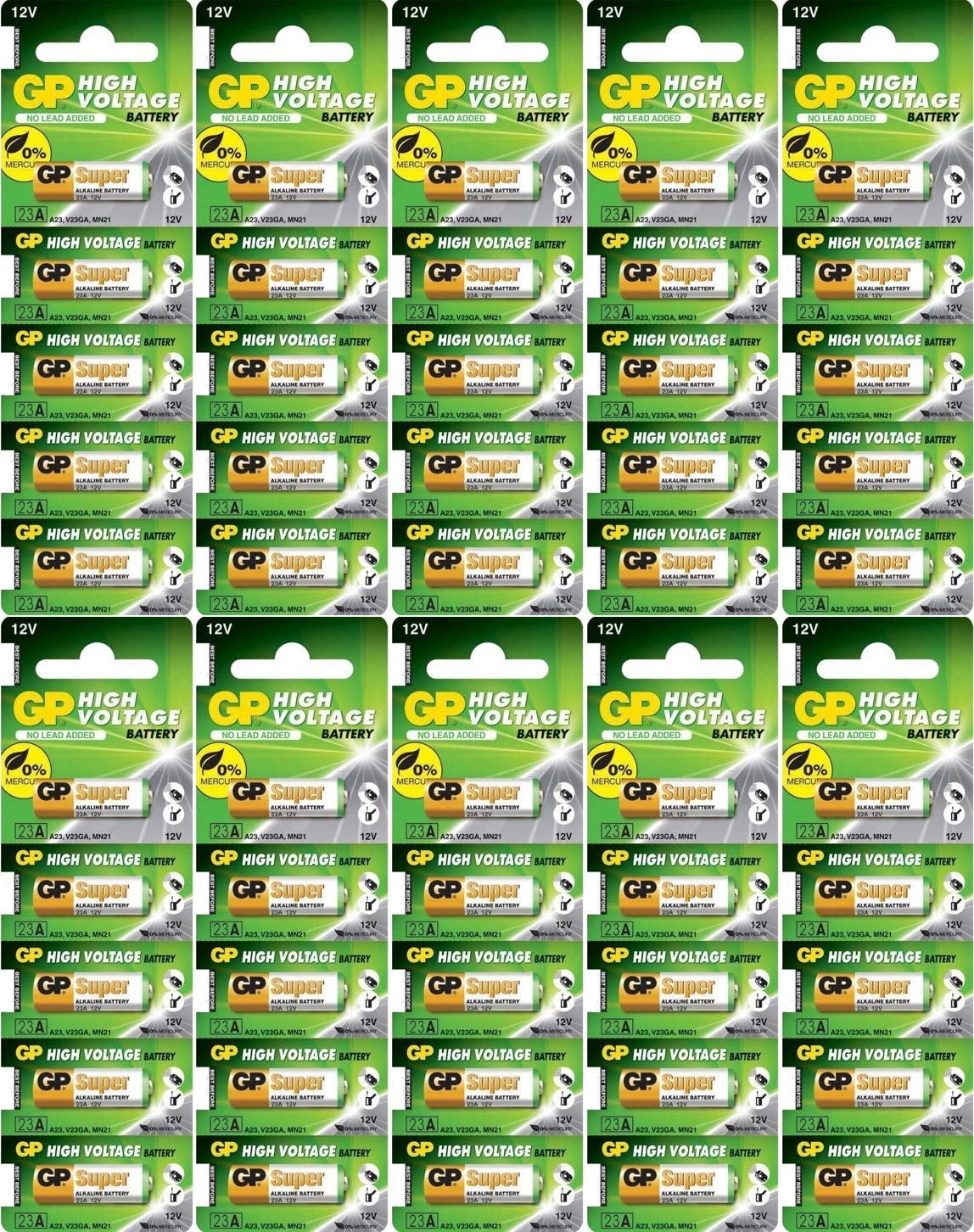 GP A23 GP23AE 21/23 23A 23GA MN21 12v Alkaline 50 Batteries - Walmart.com