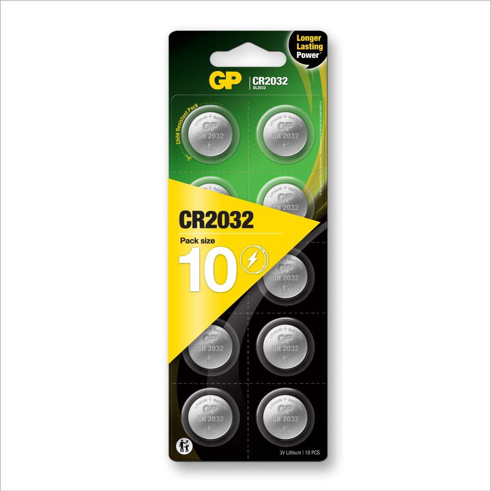GP Batteries GPCR2032-2CPU10 Button Cell CR 2032 Lithium 3V Pack of 10 ...