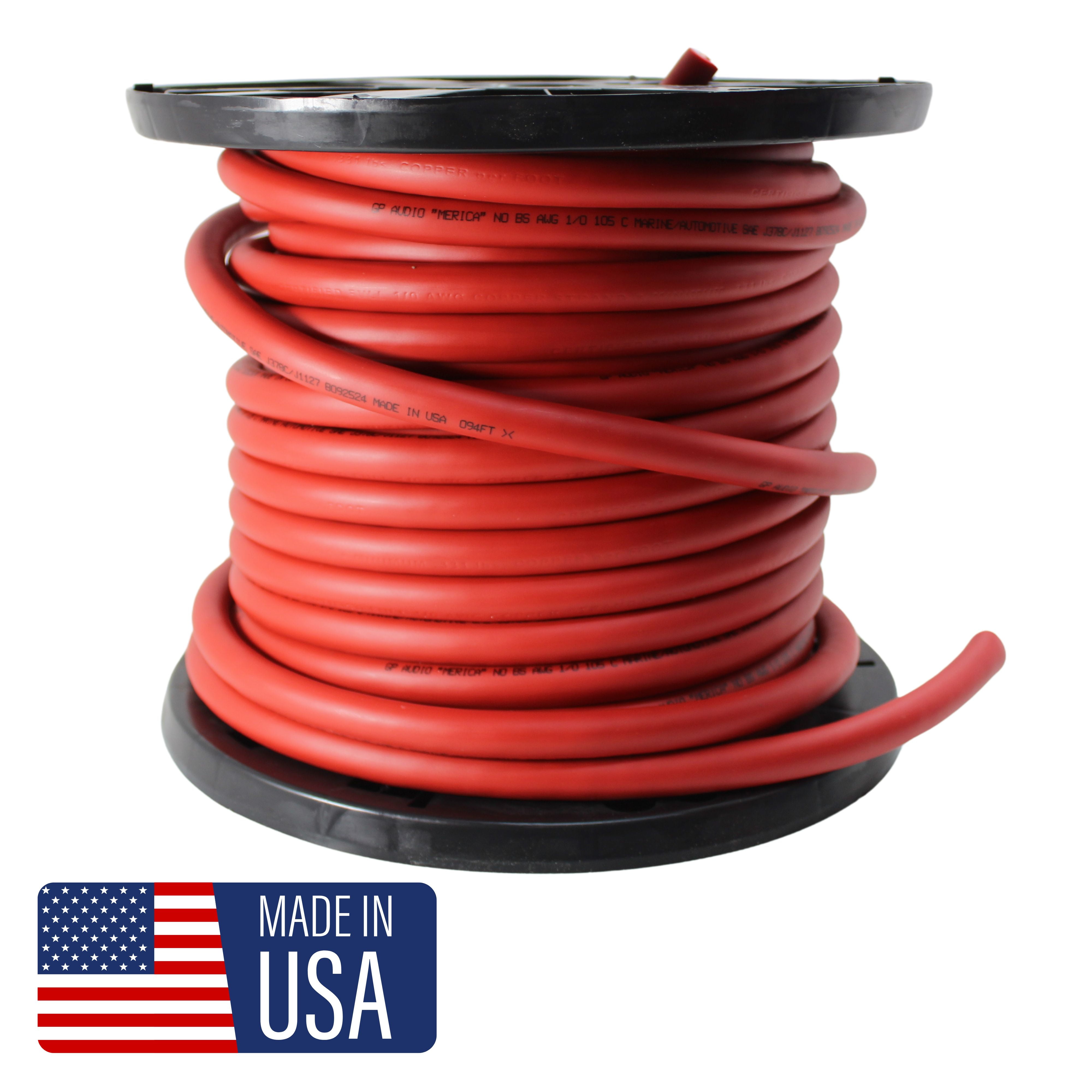 GP Car Audio 1/0 True AWG 100% OFC 0GA Pure Copper Power/Ground Wire Red Lot (50 ft) - Walmart.com