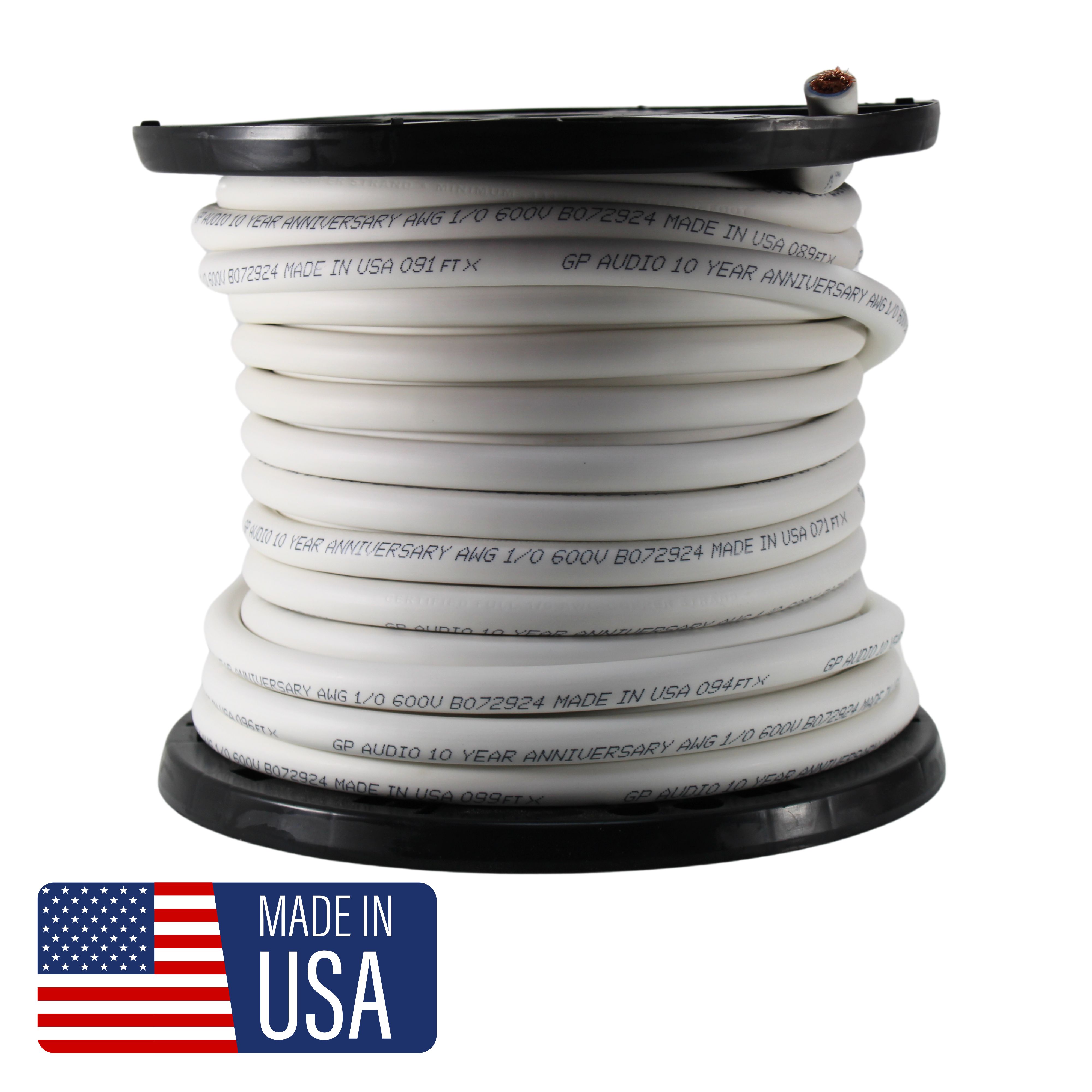 GP Car Audio 1/0 True AWG 100% OFC 0GA Pure Copper Power/Ground Wire ...