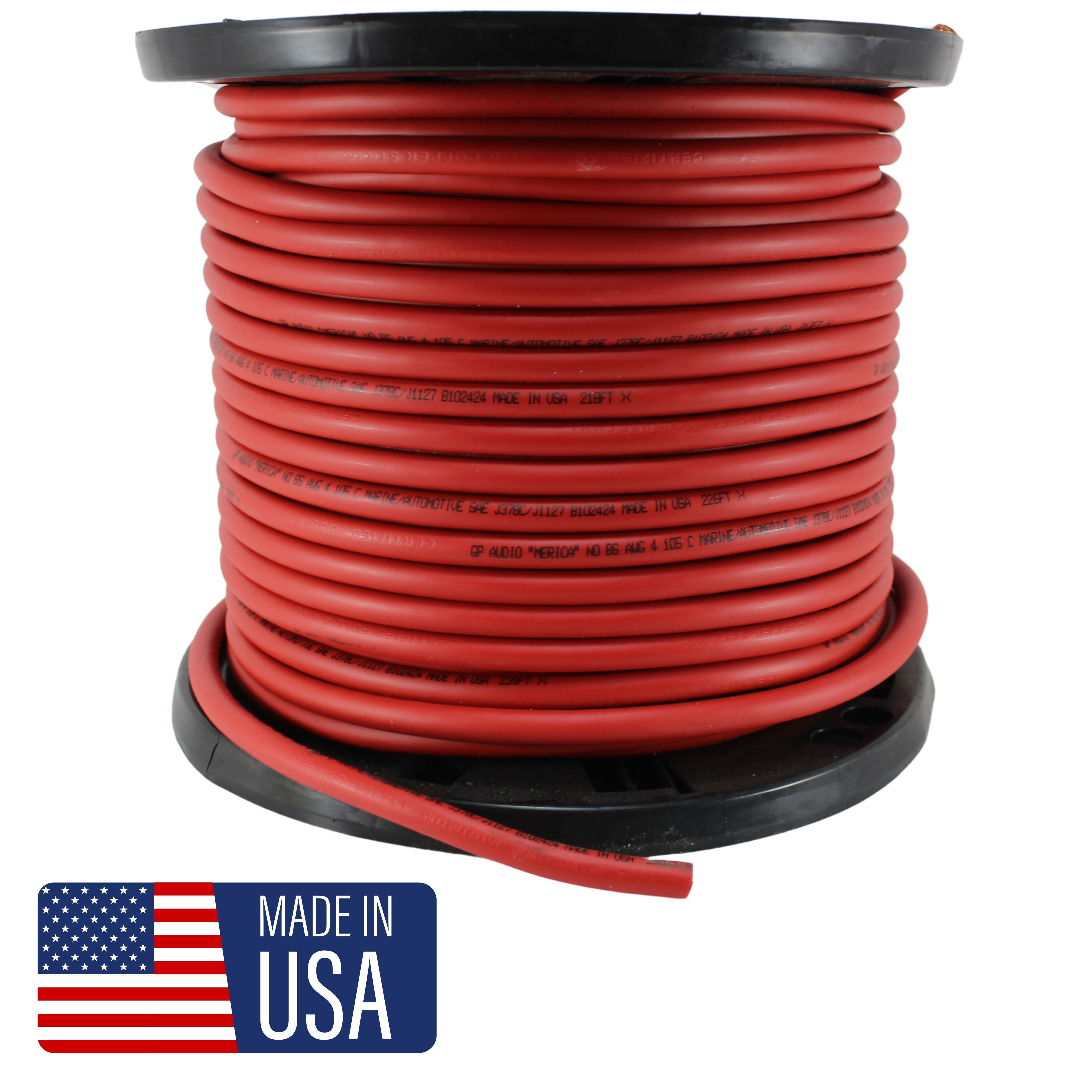 GP Car Audio True 4 AWG 100% OFHC Pure Copper Power/Ground Wire Red Lot ...