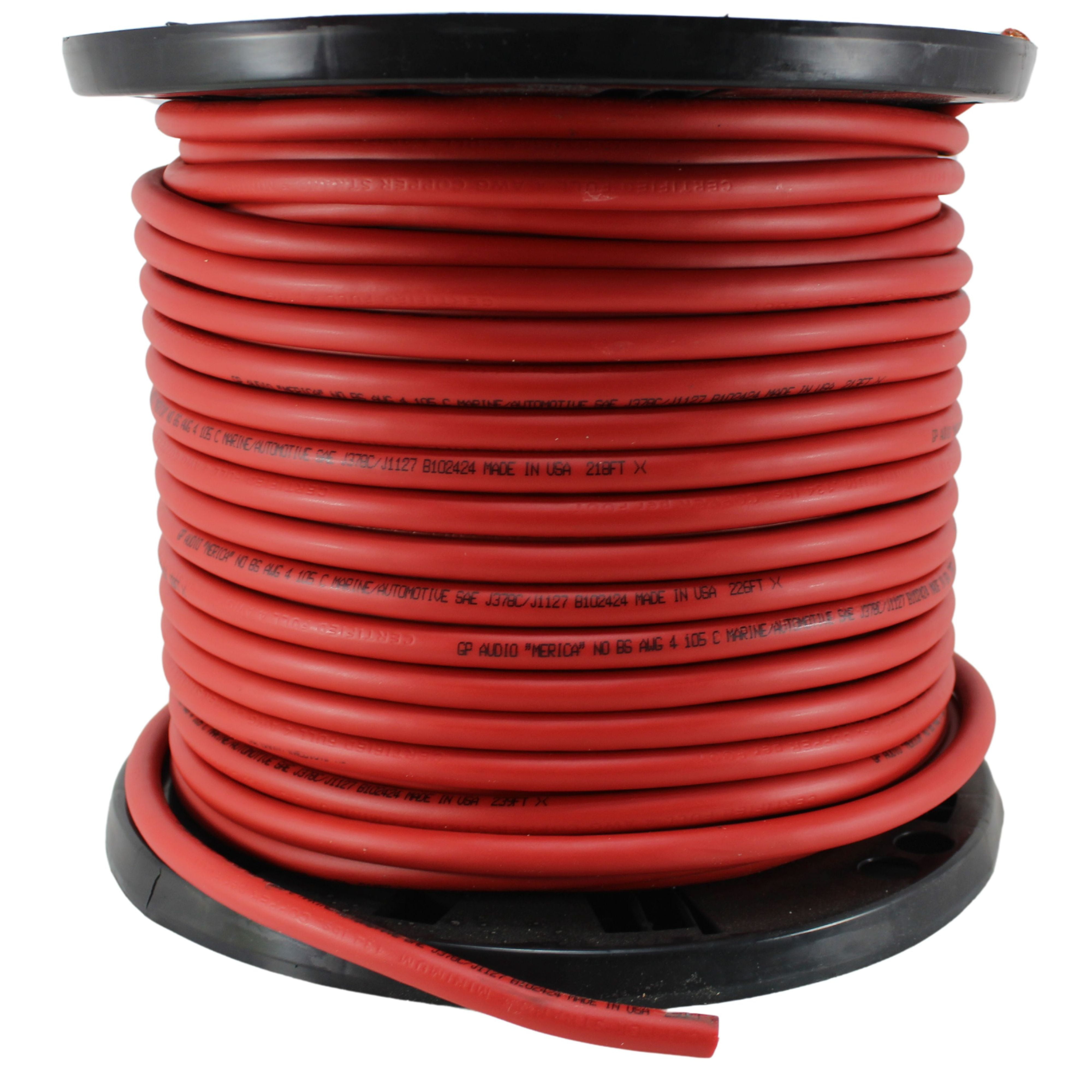 GP Car Audio True 4 AWG 100% OFHC Pure Copper Power/Ground Wire Red Lot (1ft) - Walmart.com