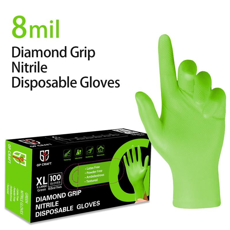 GP Craft 8Mil Green Color Diamond Textured Gloves for Automotive ...