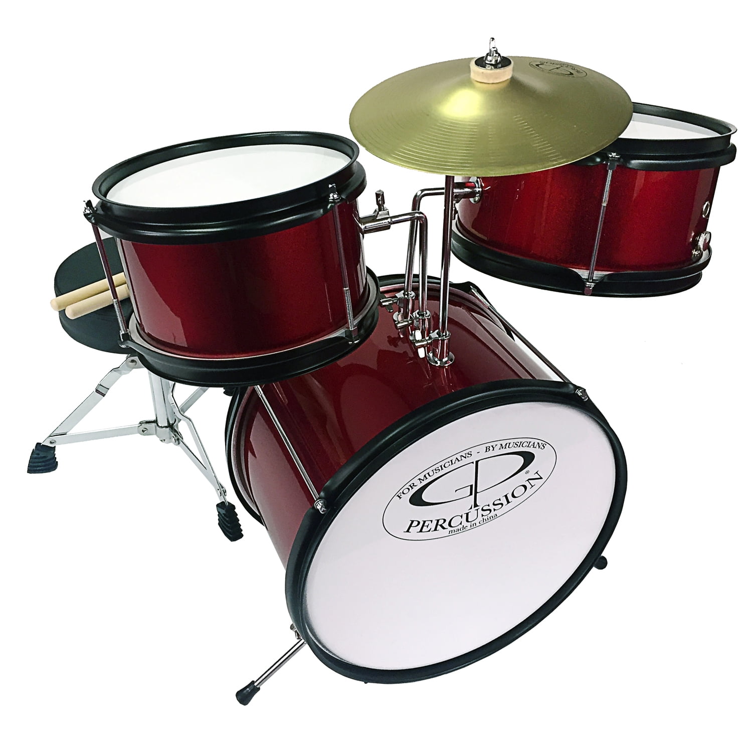 GP Percussion GP40WR 3-Piece Promotional Junior Drum Set in Wine Red ...