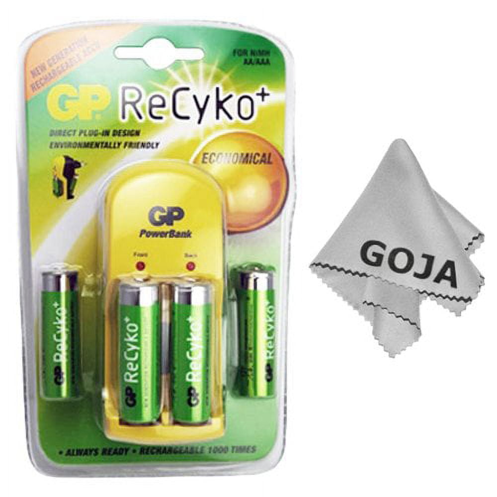 GP Recyko+ 4 Pack AA Pre-Charged Rechargeable Batteries W/ CHARGER ...