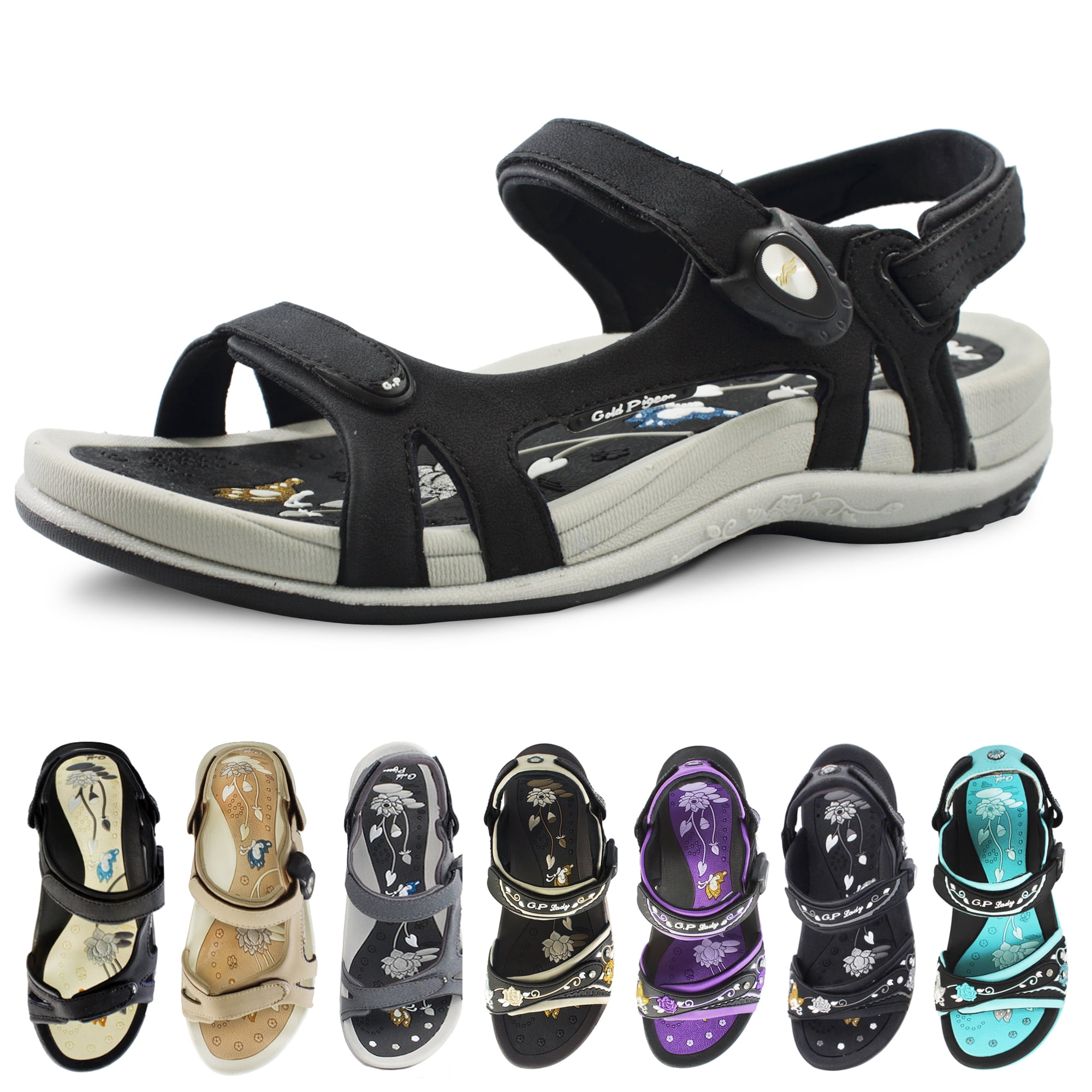 GP Signature SNAP LOCK Sandals for Women: 9179 Black Grey, EU40 (US ...