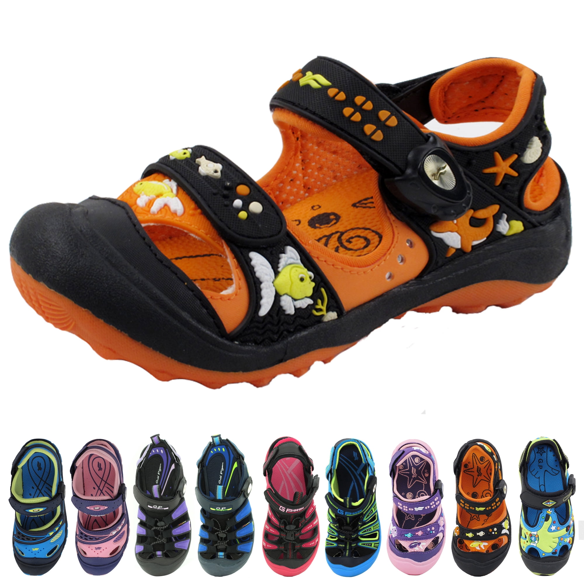 GP Toe Guard Sandals for Boys: 7610 Black Orange, EU26 - Walmart.com