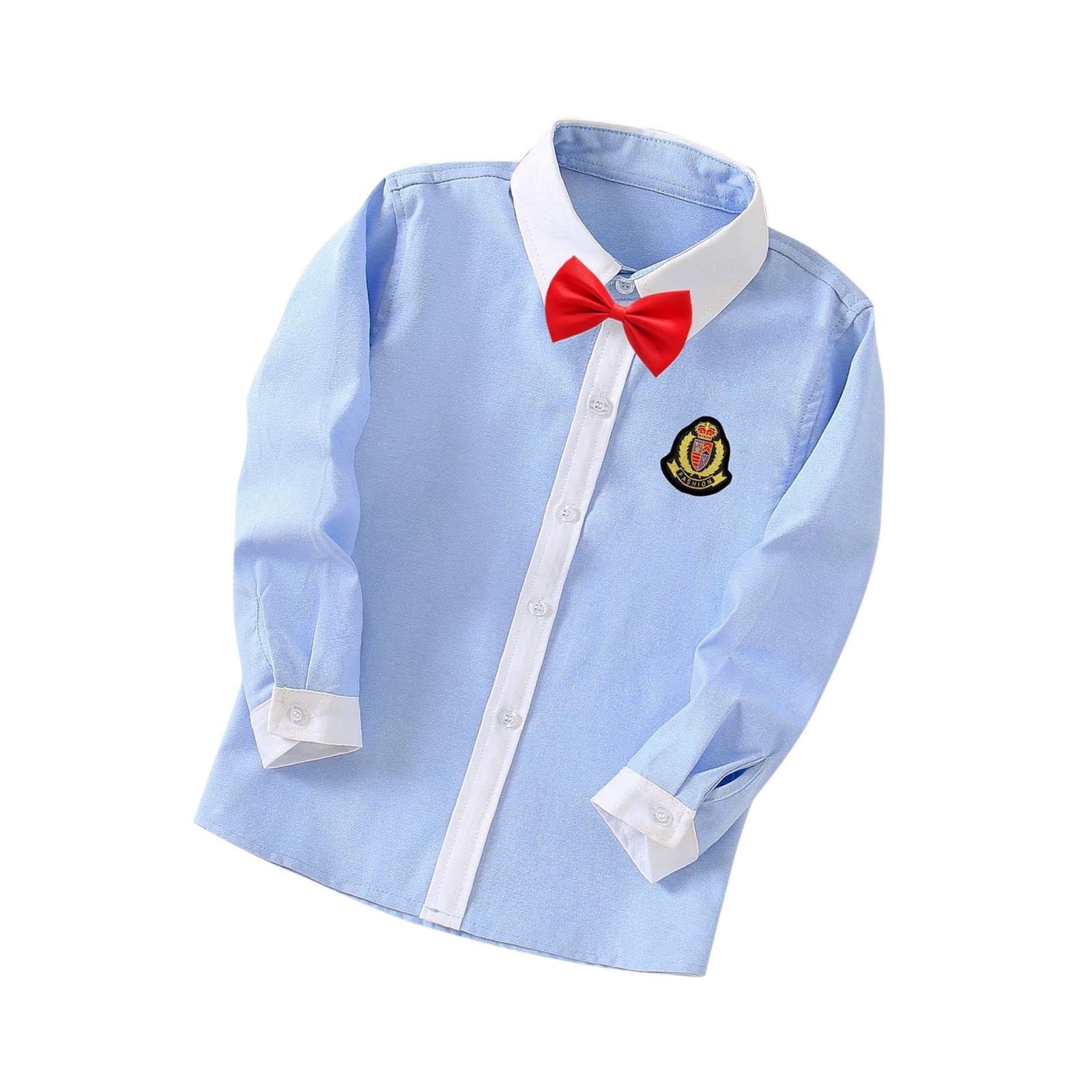 GPAECEAD Little Boys Long Sleeve Down Uniform Dress Shirt & Tie ...